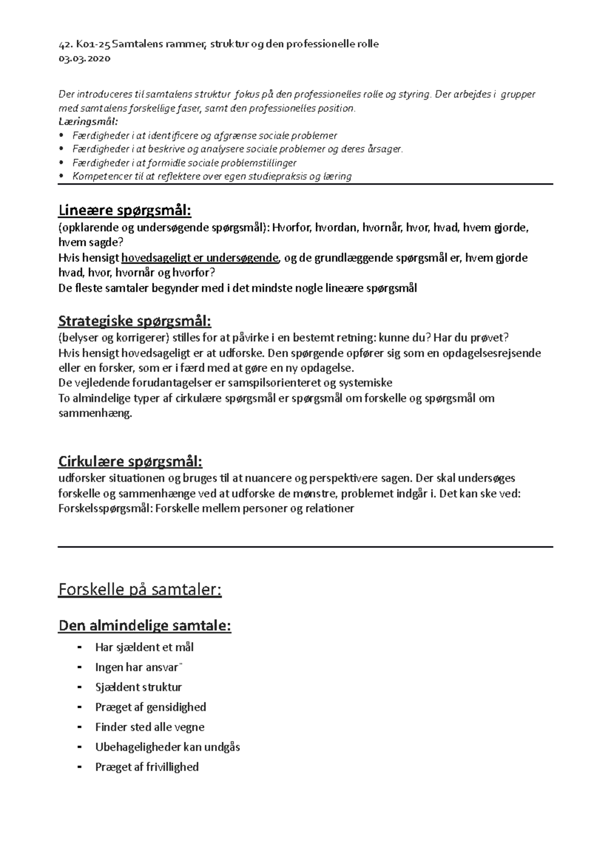 Samtalens rammer, struktur og den professionelle rolle - 42. K01-25 ...