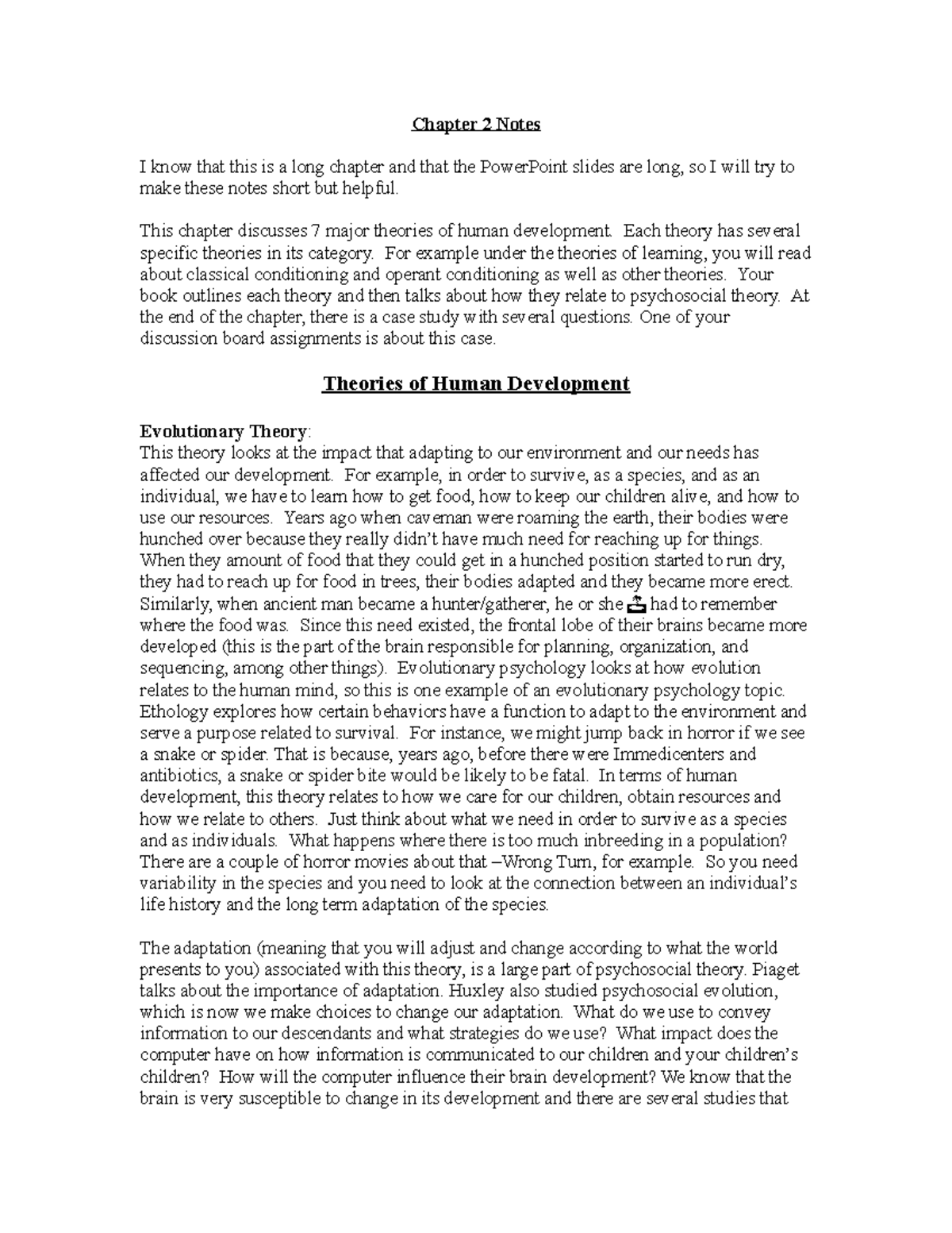 Chapter 2 Notes - Chapter 2 Notes I know that this is a long chapter ...