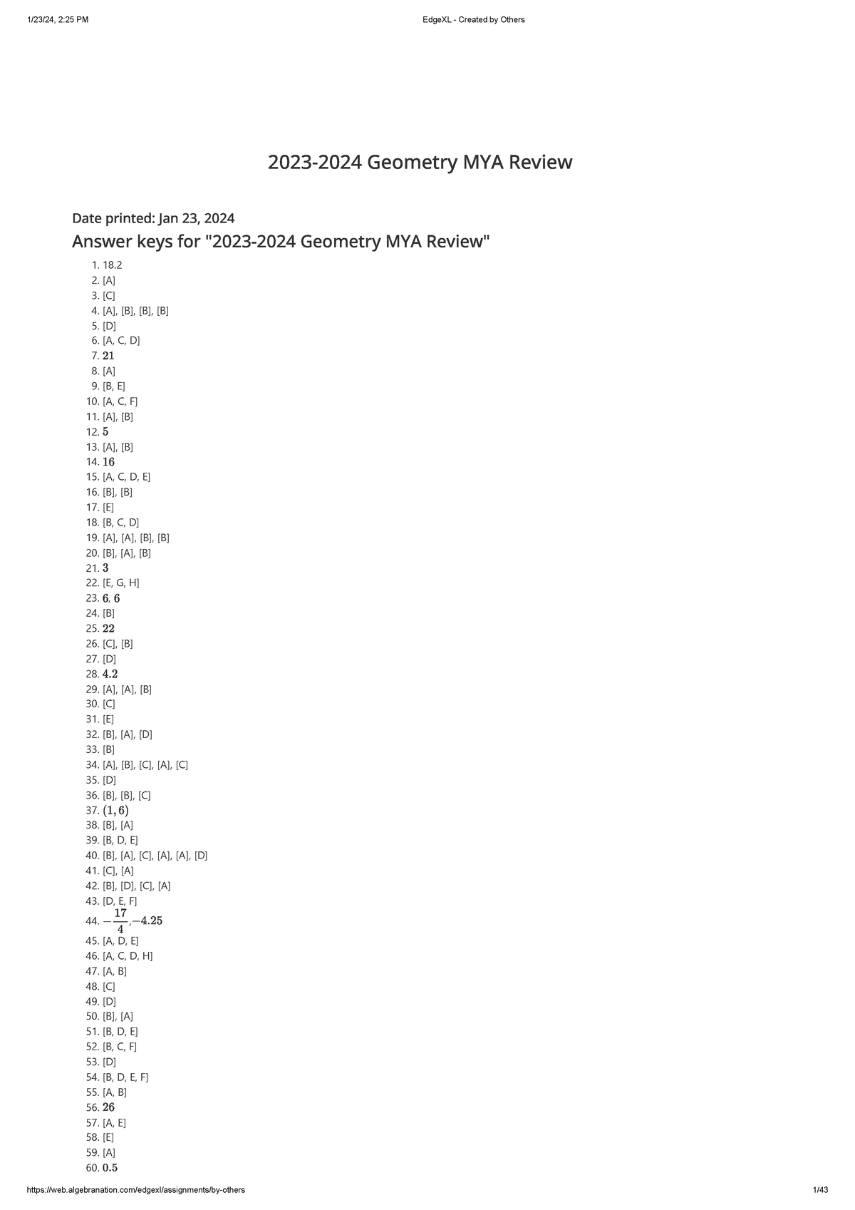 Math+Nation+ Answers+Mid+Year+Review - 2023-2024 Geometry MYA Review ...