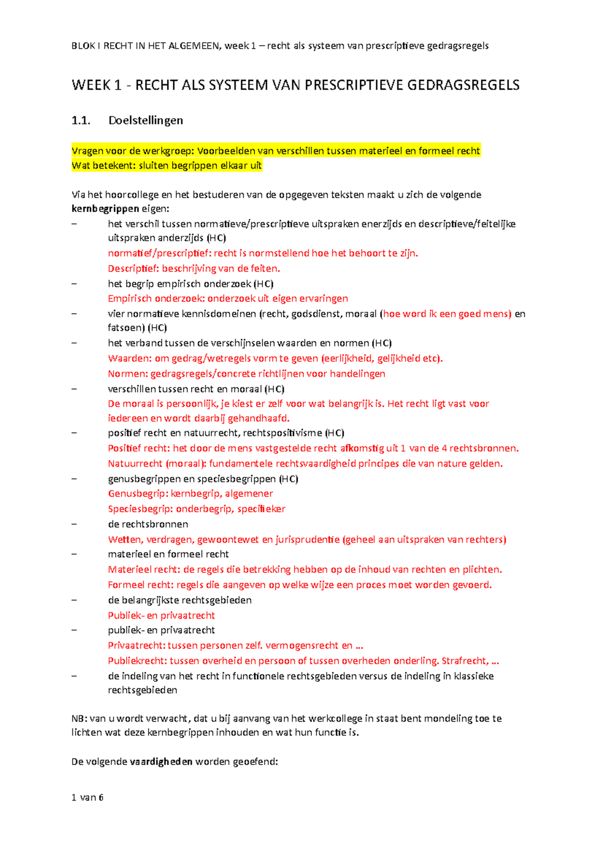 WG 1, recht als systeem van gedragsregels - WEEK 1 - RECHT ALS SYSTEEM ...