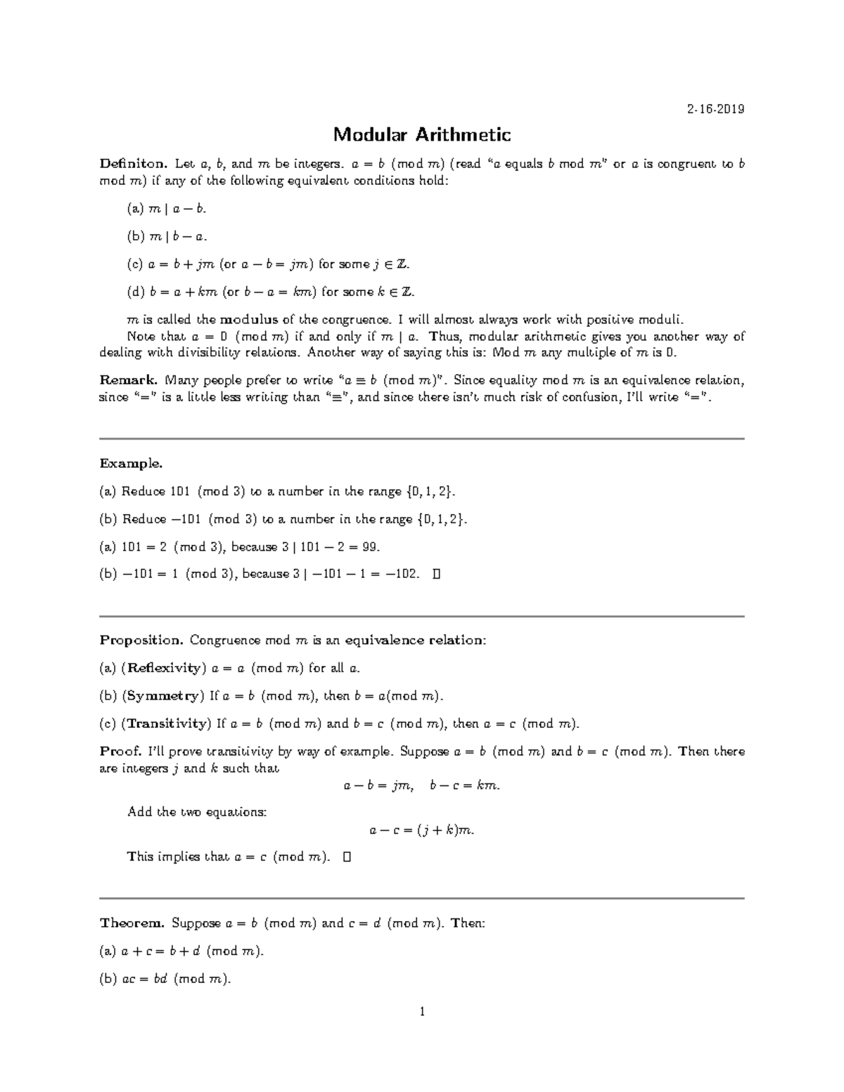 Modular arithmetic This File Can Make Students Good In Modulo 2 16