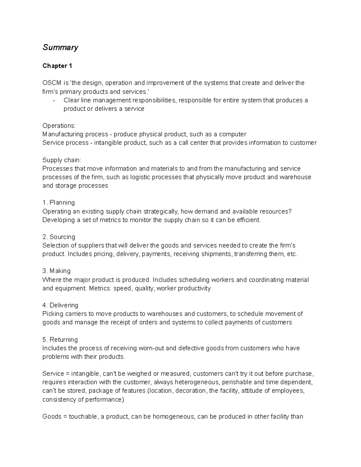 Global Supply Chain Management summary online lectures - Summary ...