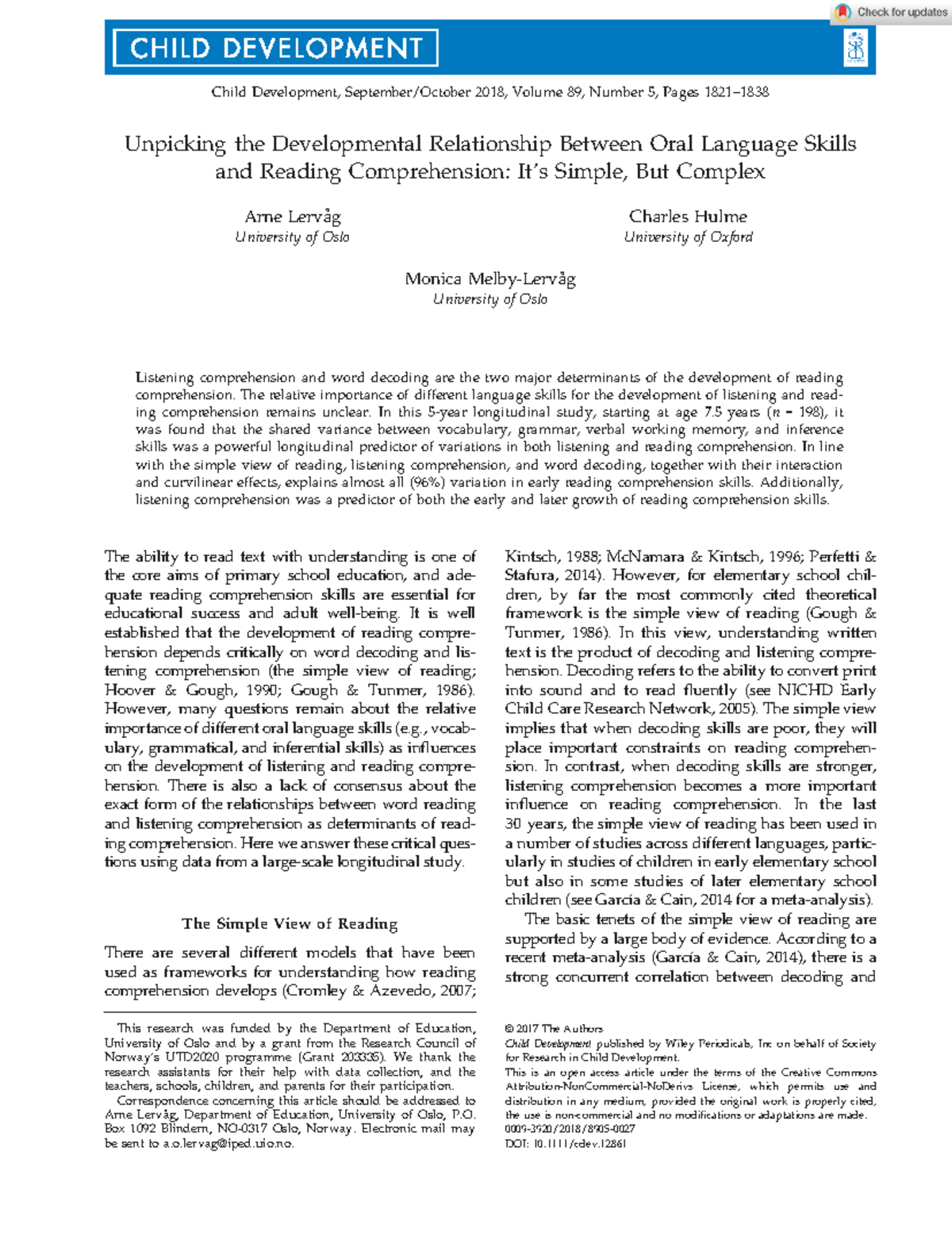 Child Development - Unpicking the Developmental Relationship Between ...