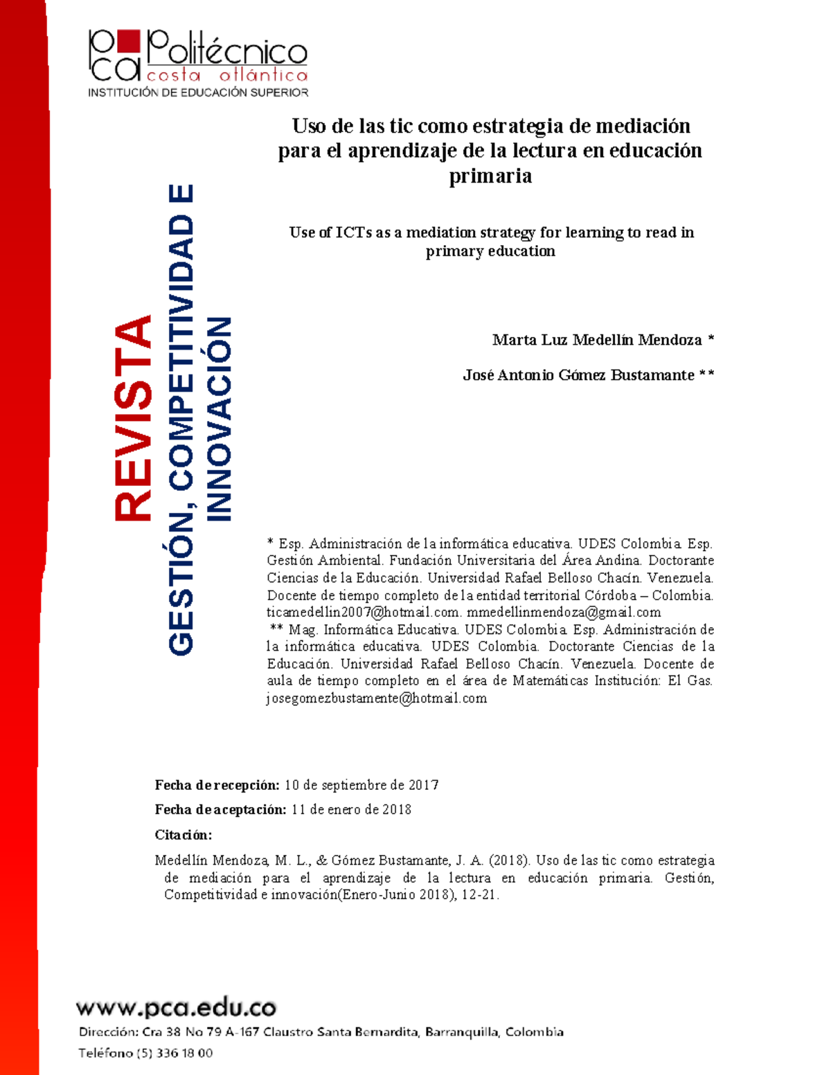35-Texto del artículo-78-1-10-202008 05 - REVISTA GESTI”N, COMPETITIVIDAD E INNOVACI”N Uso de ...