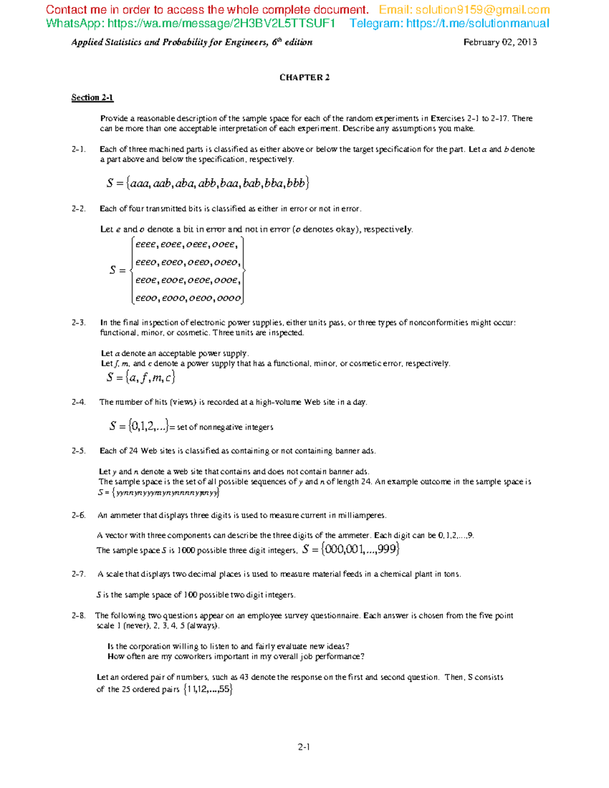 Solution Manual Applied Statistics and Probability for Engineers 6th ...