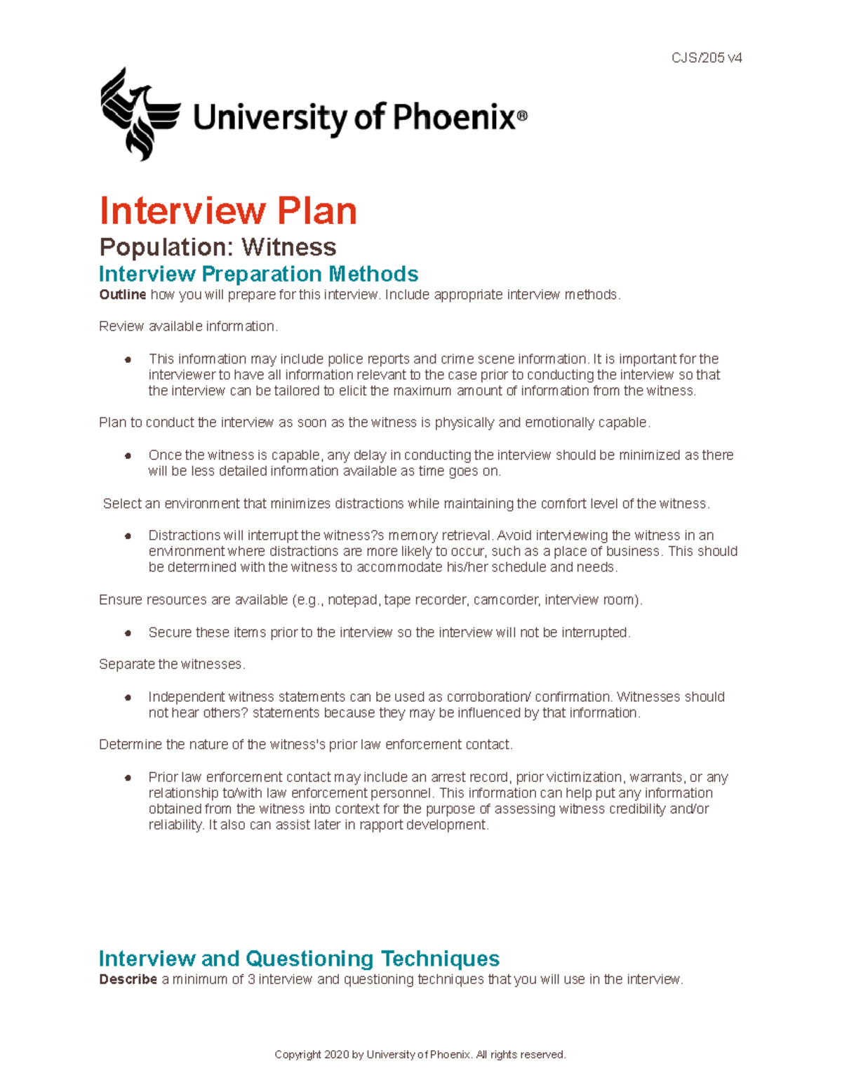 Siera Ross CJS 205 WK2 Interview Plan - CJS/205 v Interview Plan ...