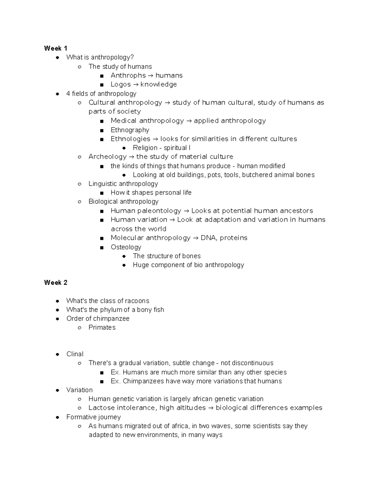 Biological Anthropology Quiz 1 Lecture notes - Week 1 What is ...