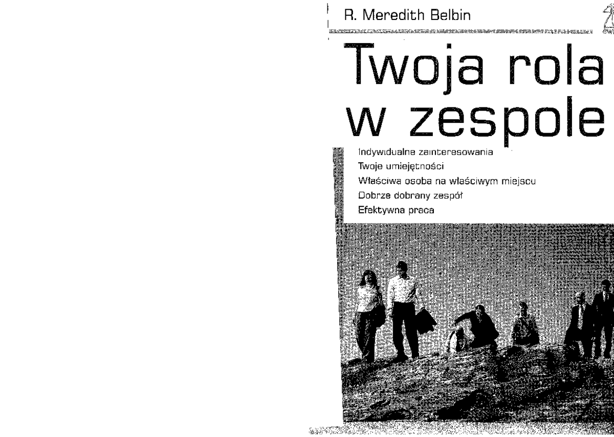 Belbin R. M. - Twoja rola w zespole - Umiejętność pracy w grupie ...