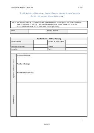 LSMO activity plan - ECD Activity Plan Template (ECDX104) ECDX5112/w ...