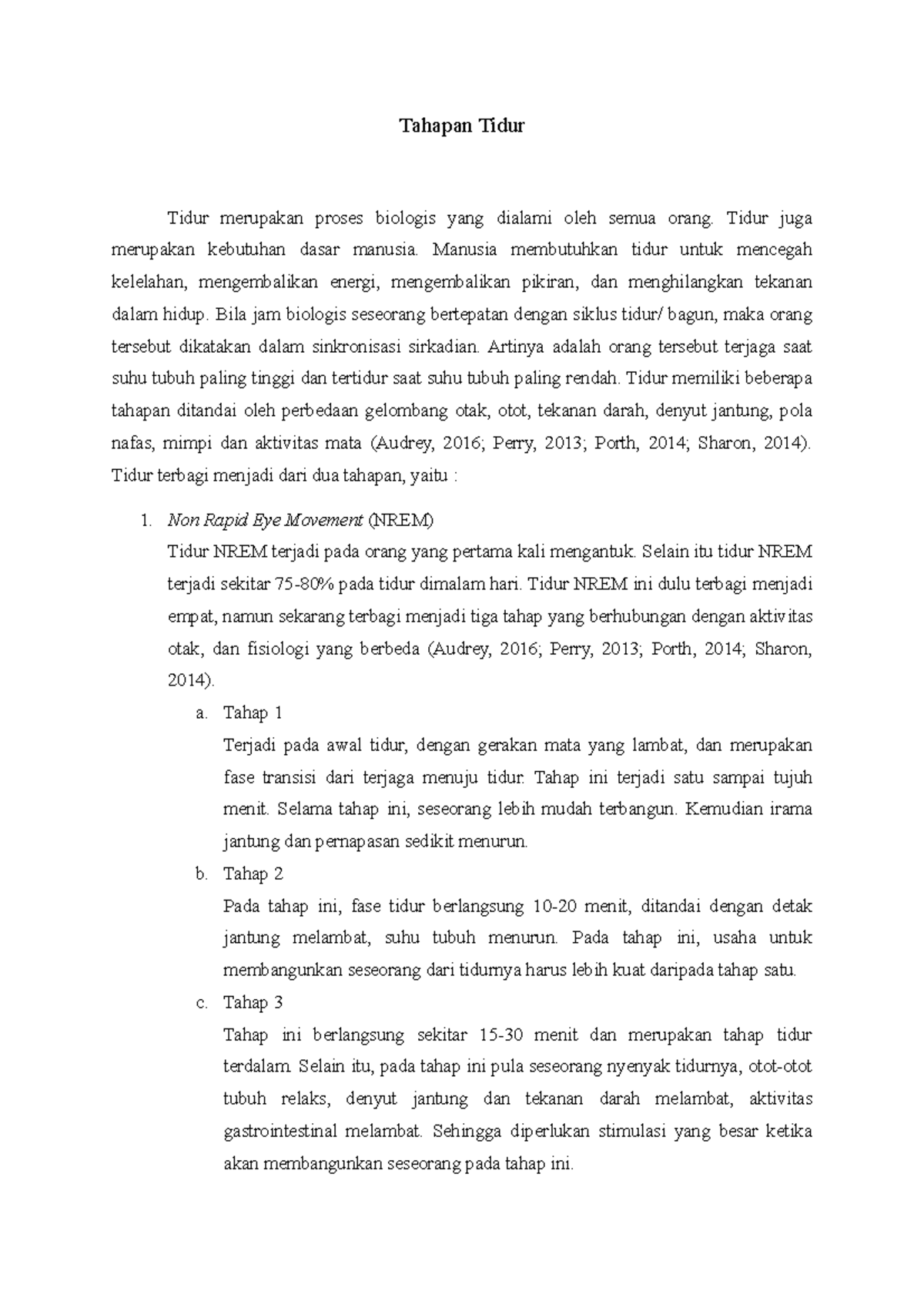 Tahapan Tidur - Tugas Kuliah - Tahapan Tidur Tidur merupakan proses ...