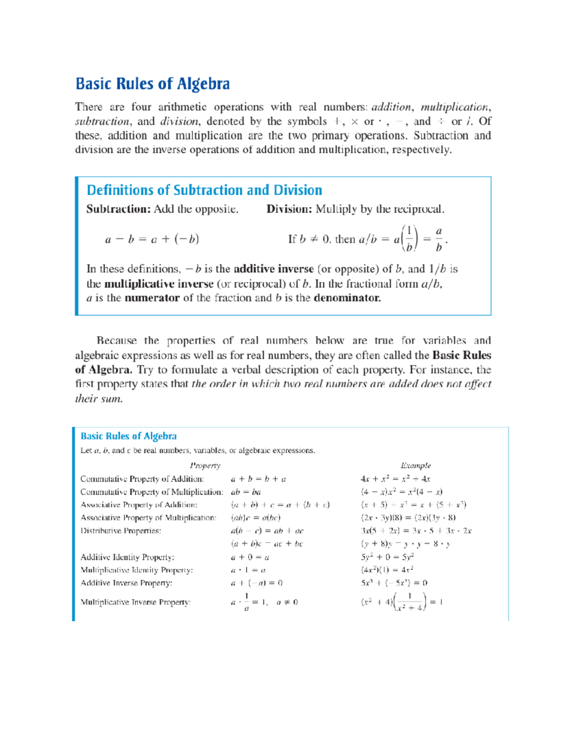 The Basic Algebra Rules - Education - Studocu