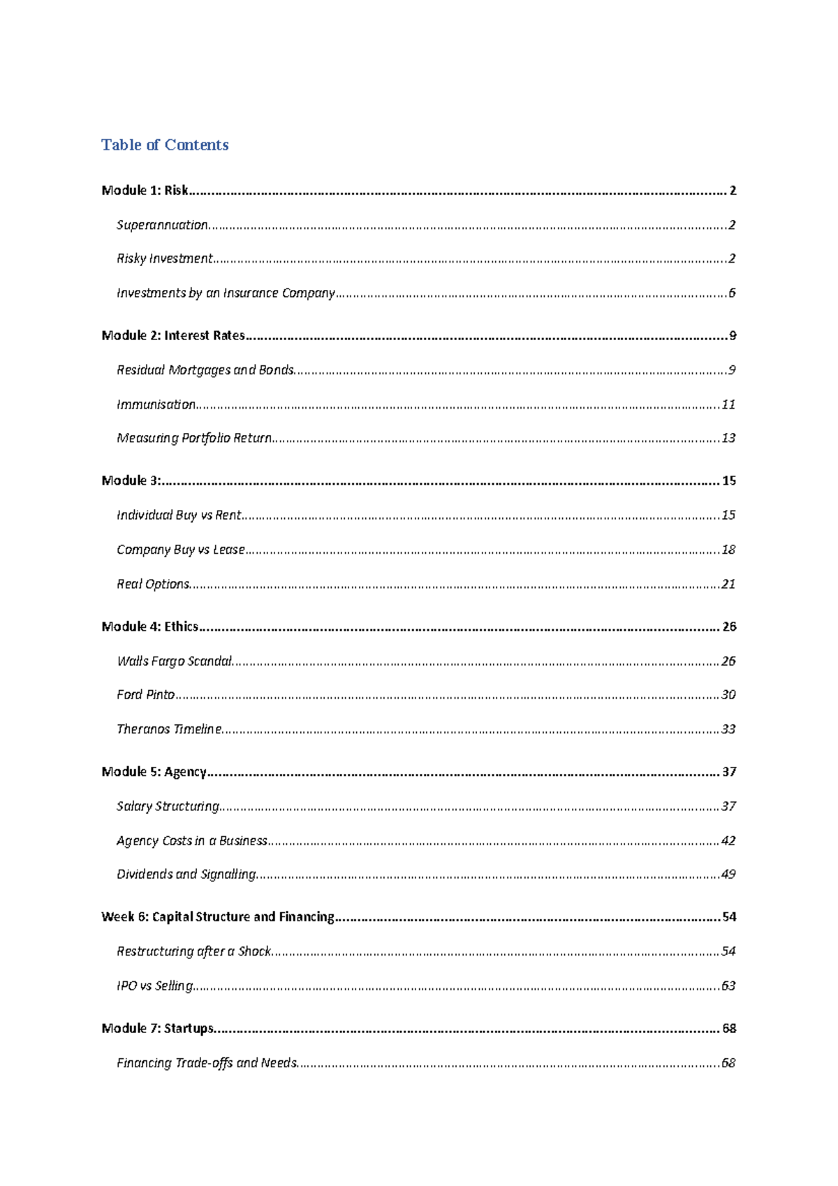 AFDM (Capstone) Notes - Table of Contents Module 1: - Studocu