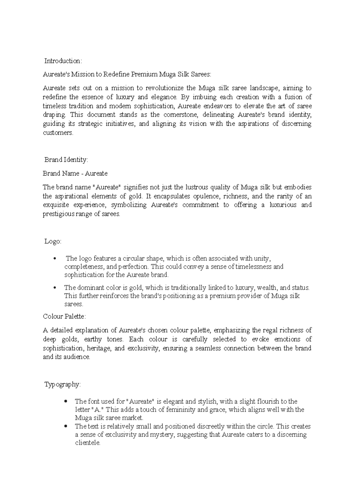 Muga silk branding document - Introduction: Aureate's Mission to Redefine Premium Muga Silk ...