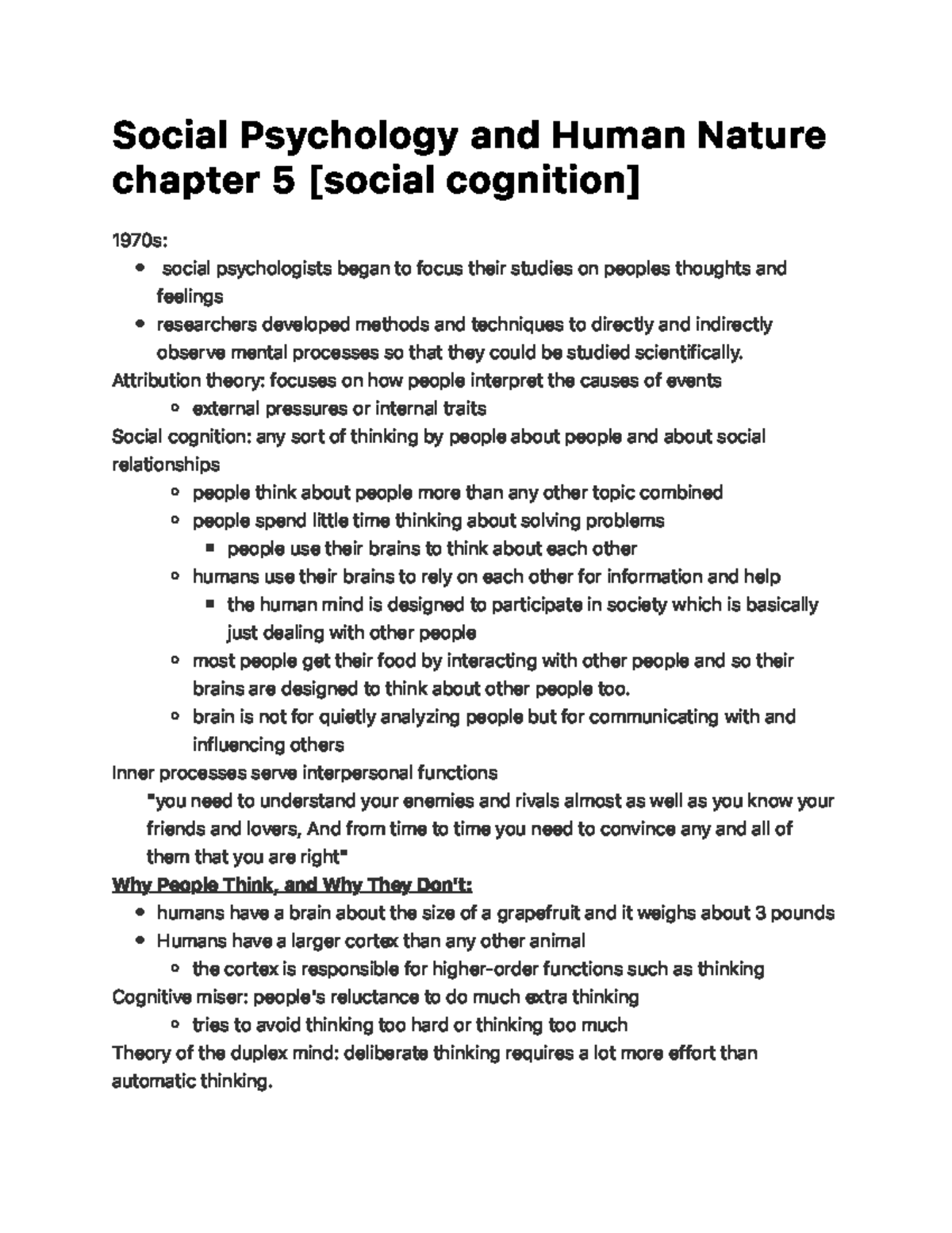 Social Psychology and Human Nature chapter 5 [social cognition ...