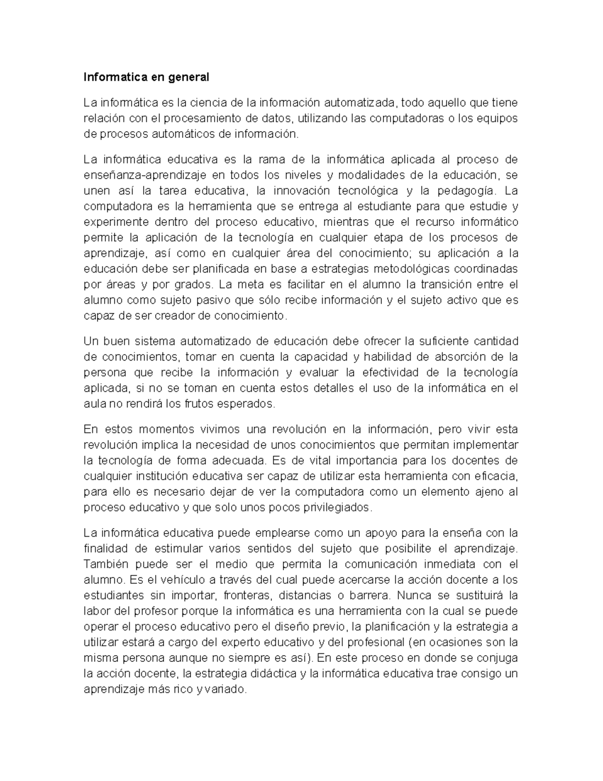 Ensayo-ceja - practicas at - Informatica en general La informática es ...