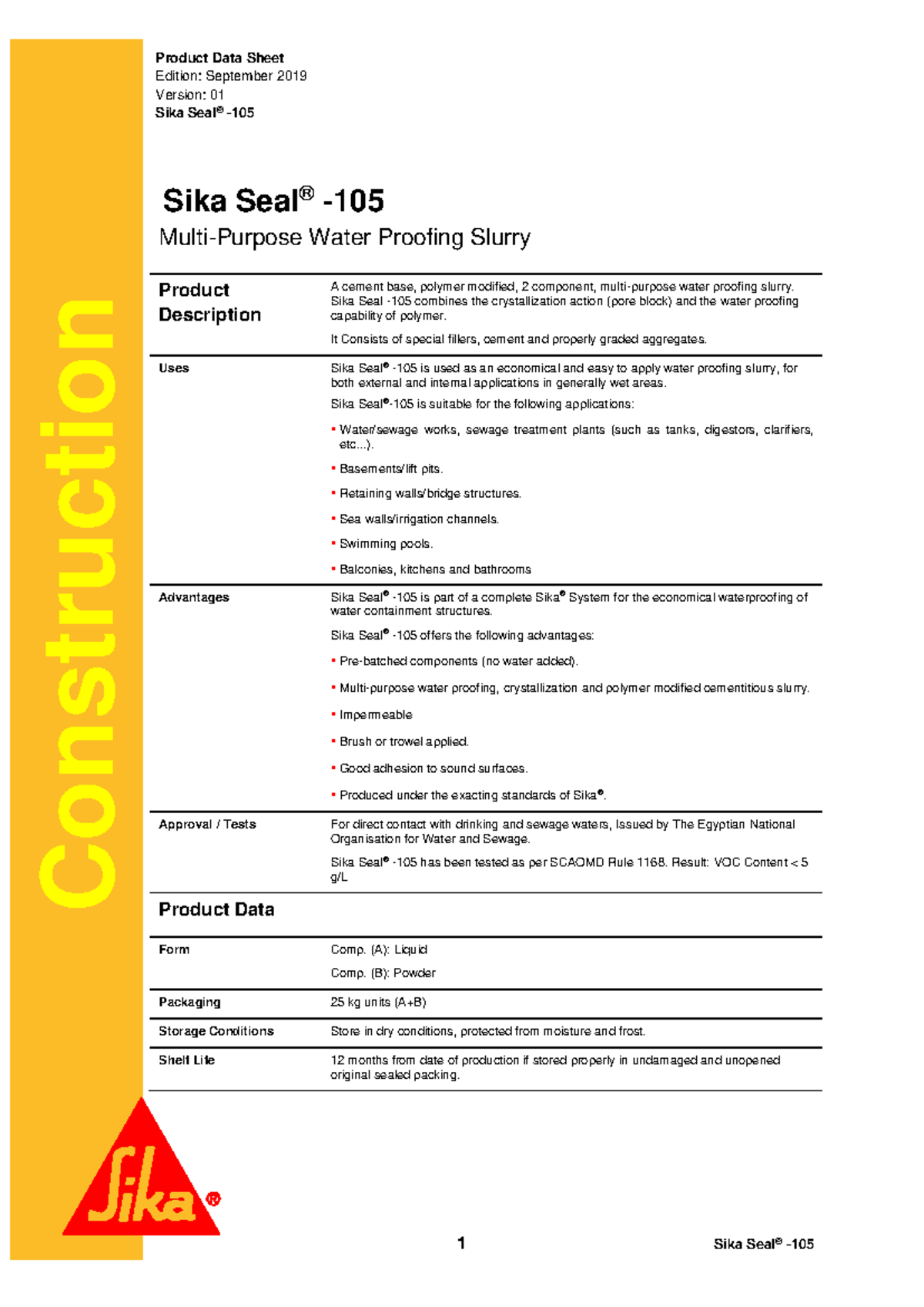 Eth np sika seal 105 - note - ####### 1 Sika Seal® - 105 Product Data ...