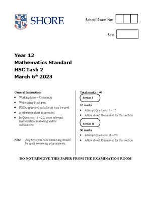2023 Sydney Grammar School S2 - CANDIDATE NUMBER 2023 Trial HSC ...