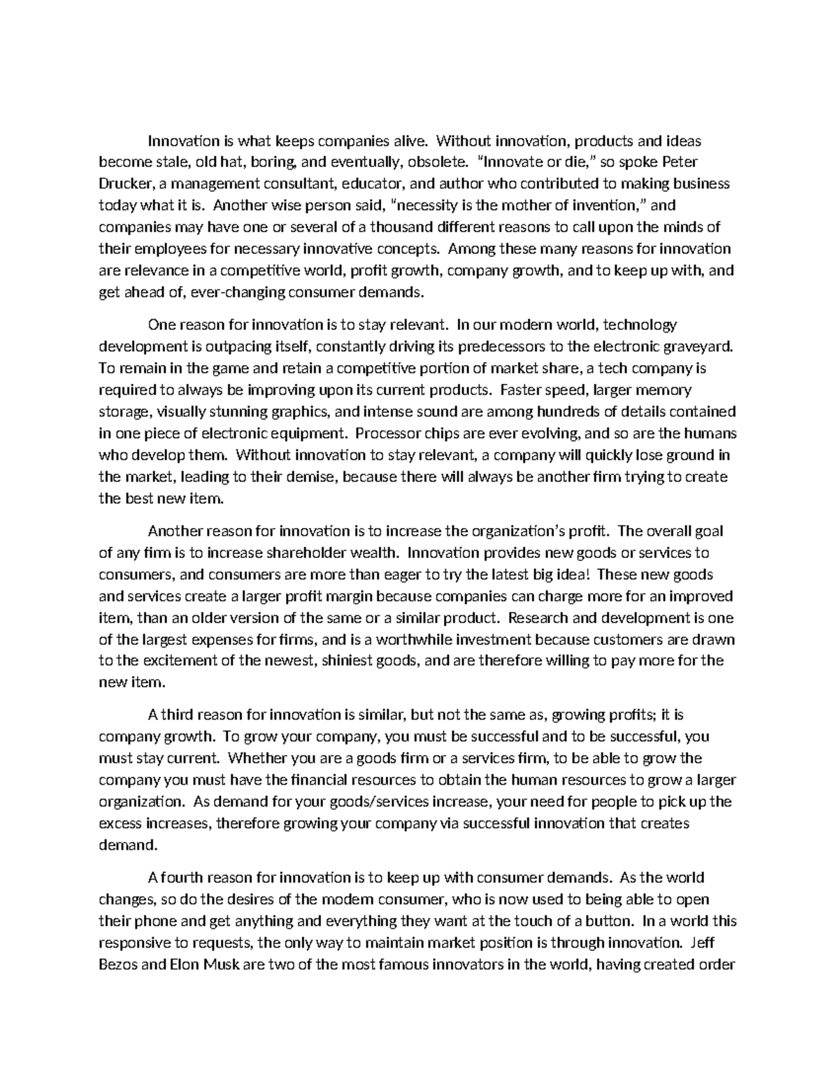 WGU QHT1 Business Management Tasks Task 3 Innovation - Innovation is ...