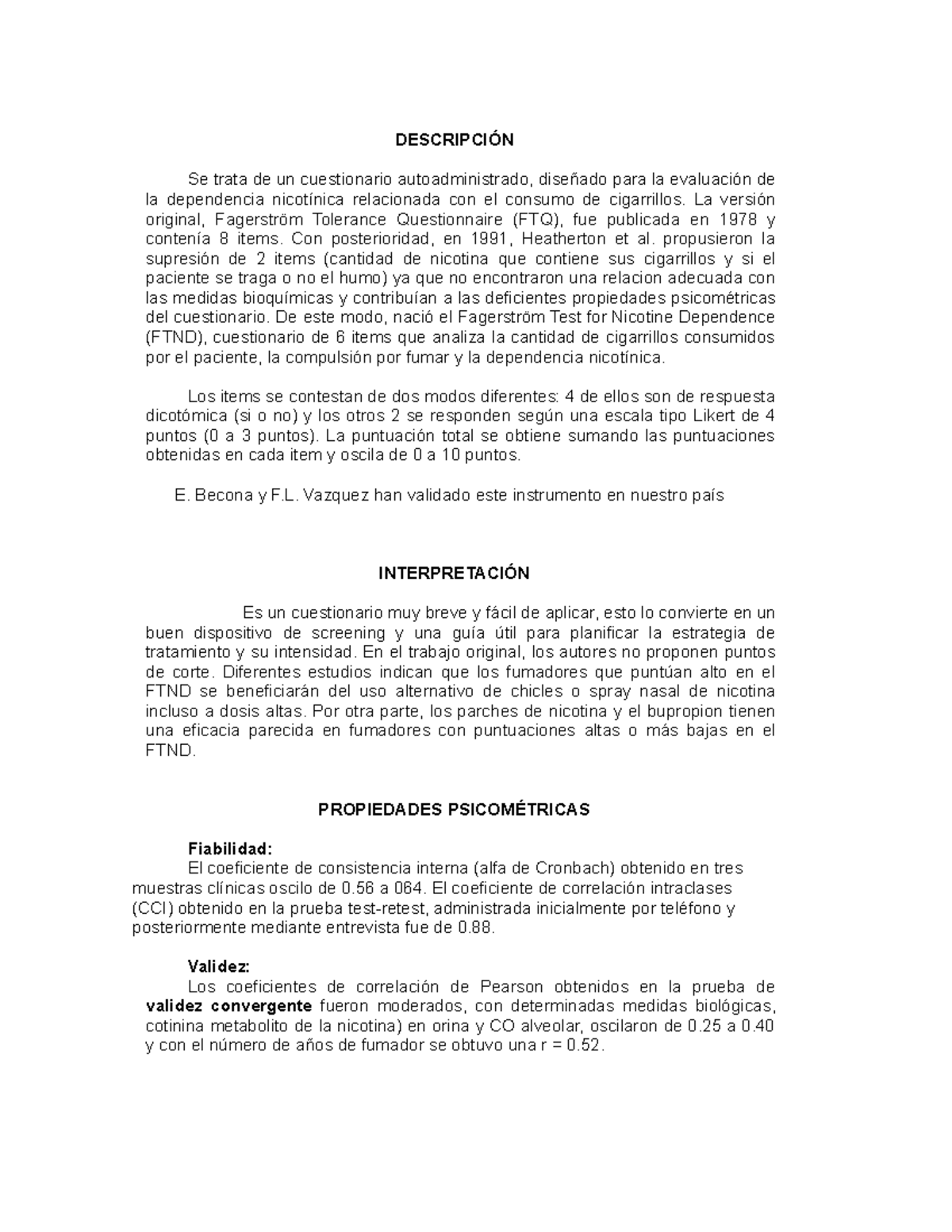 Medicina Test-FTND - Test de Fagerstrom de Dependencia Nicotínica (8 ...