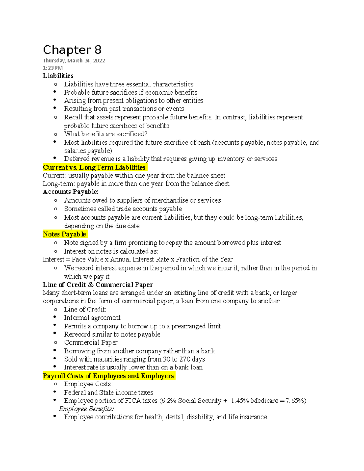 Accounting Chapter 8 - Chapter 8 Thursday, March 24, 2022 1:23 PM ...