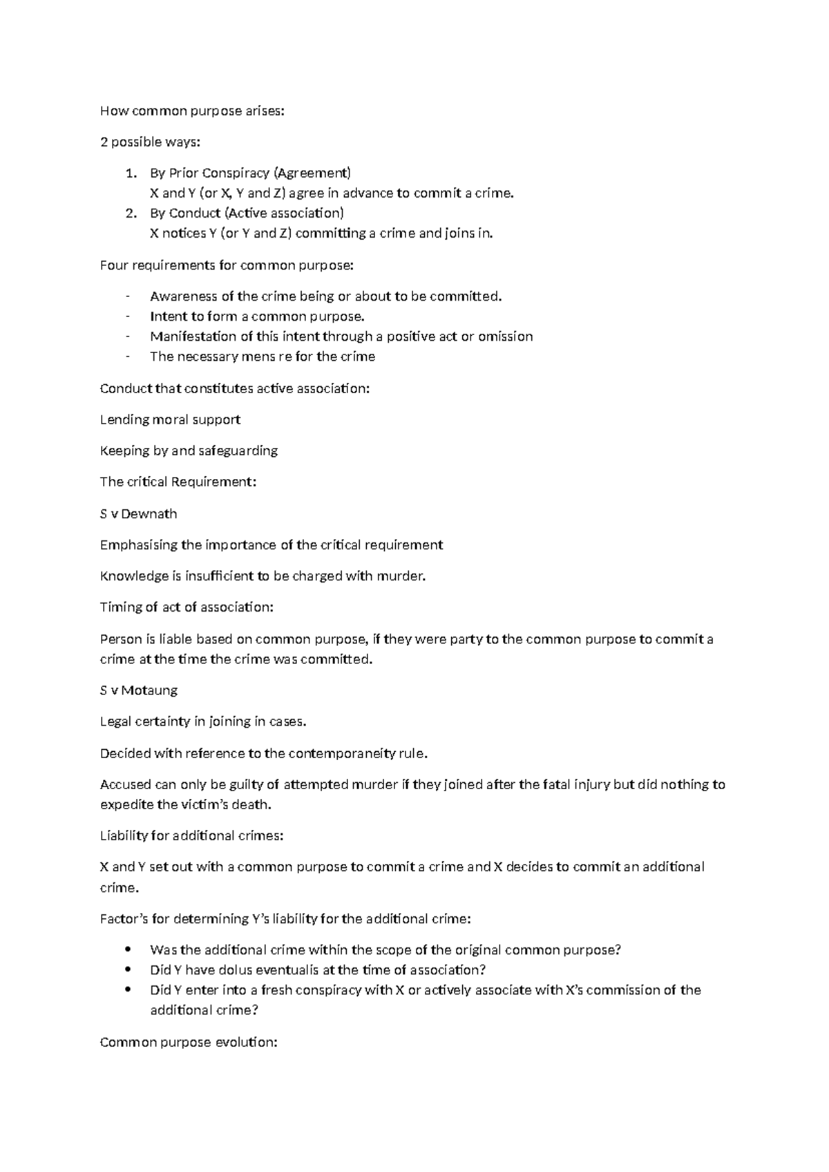 Criminal Law common Pupose - How common purpose arises: 2 possible ways ...