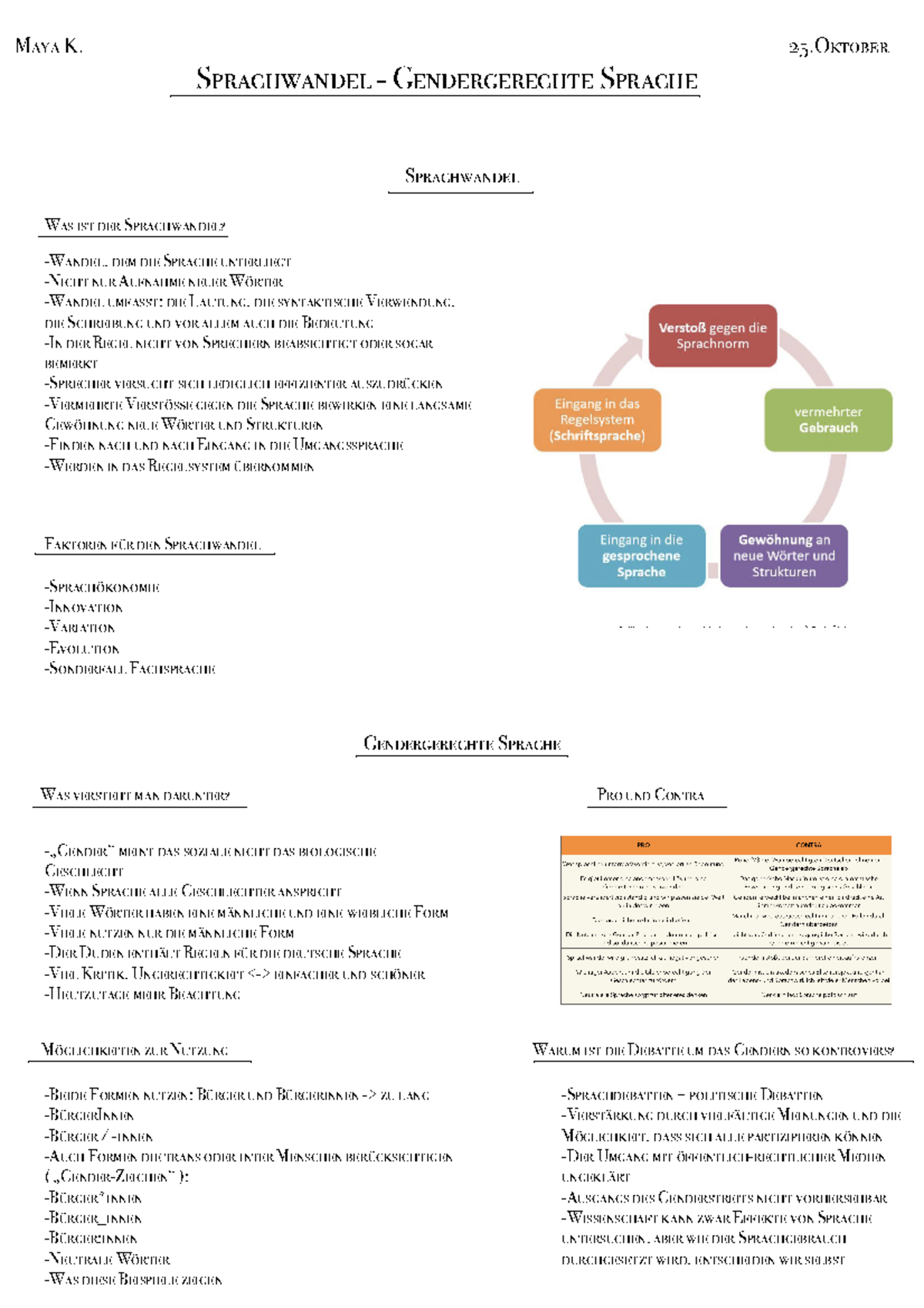 Handout zu Sprachwandel - Gendergerechte Sprache - Deutsch - Studocu
