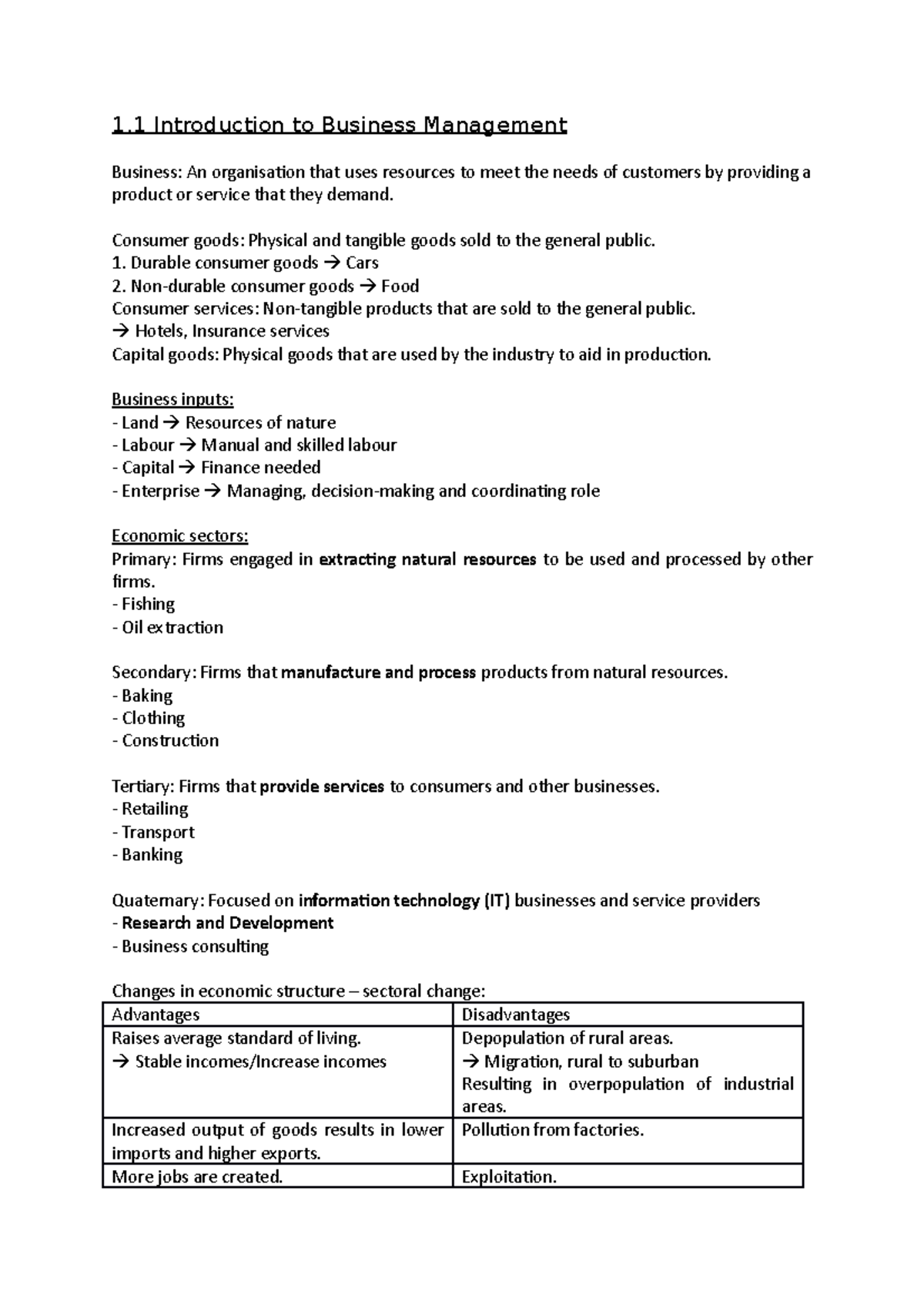 Unit 1 EG001 Effective - 1 Introduction to Business Management Business ...