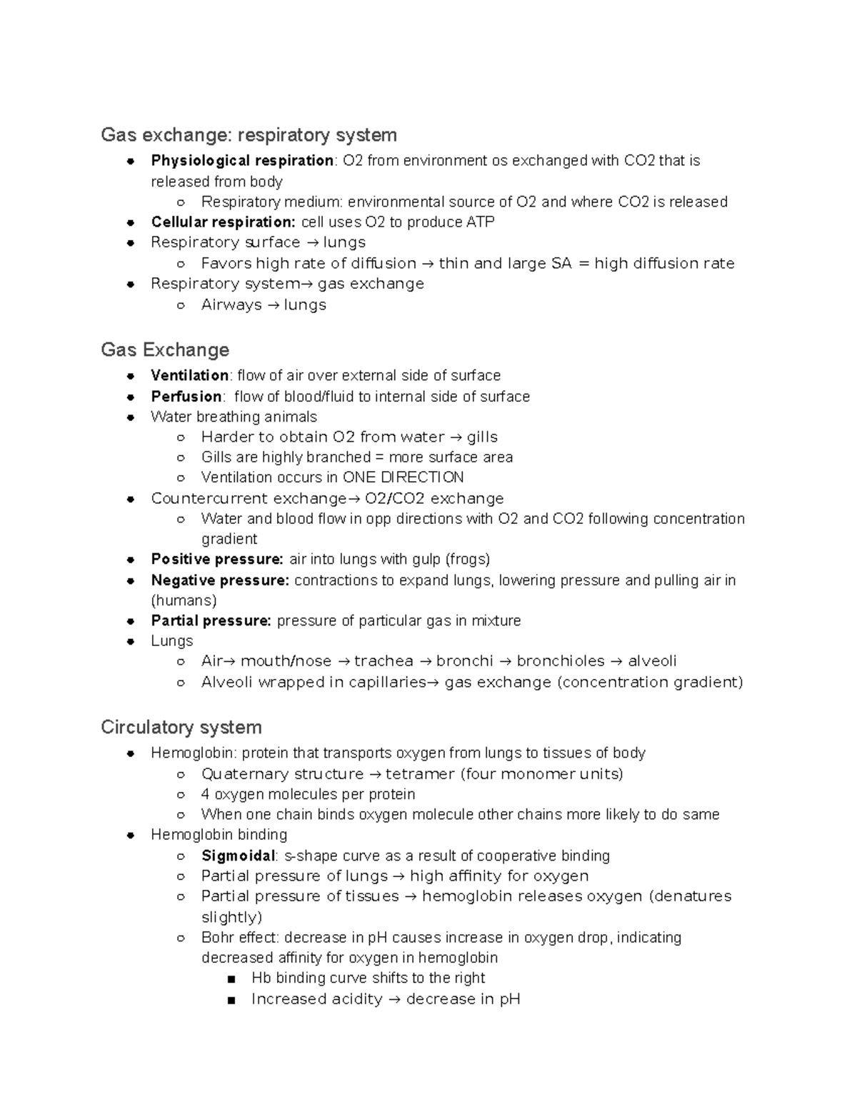 SI slides Gas Exchange - Gas exchange: respiratory system Physiological ...