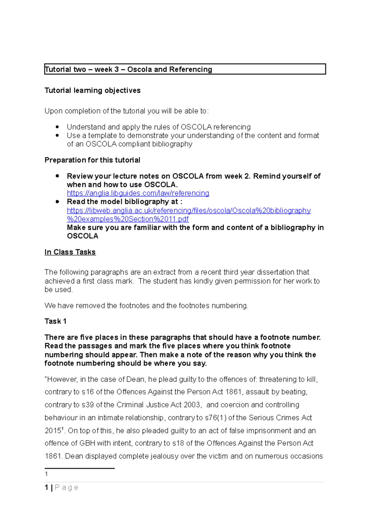 Tutorial 2 - week 3 -oscola and referencing - Tutorial two – week 3 ...