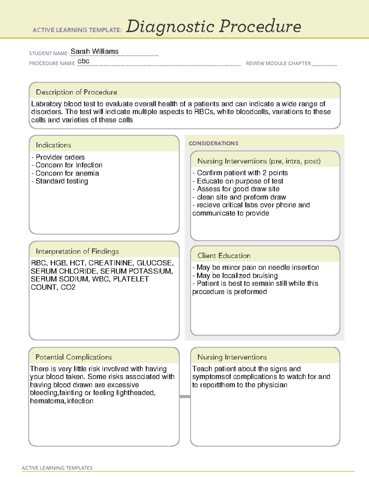 Sarah W CBC template - health - ACTIVE LEARNING TEMPLATES Diagnostic ...