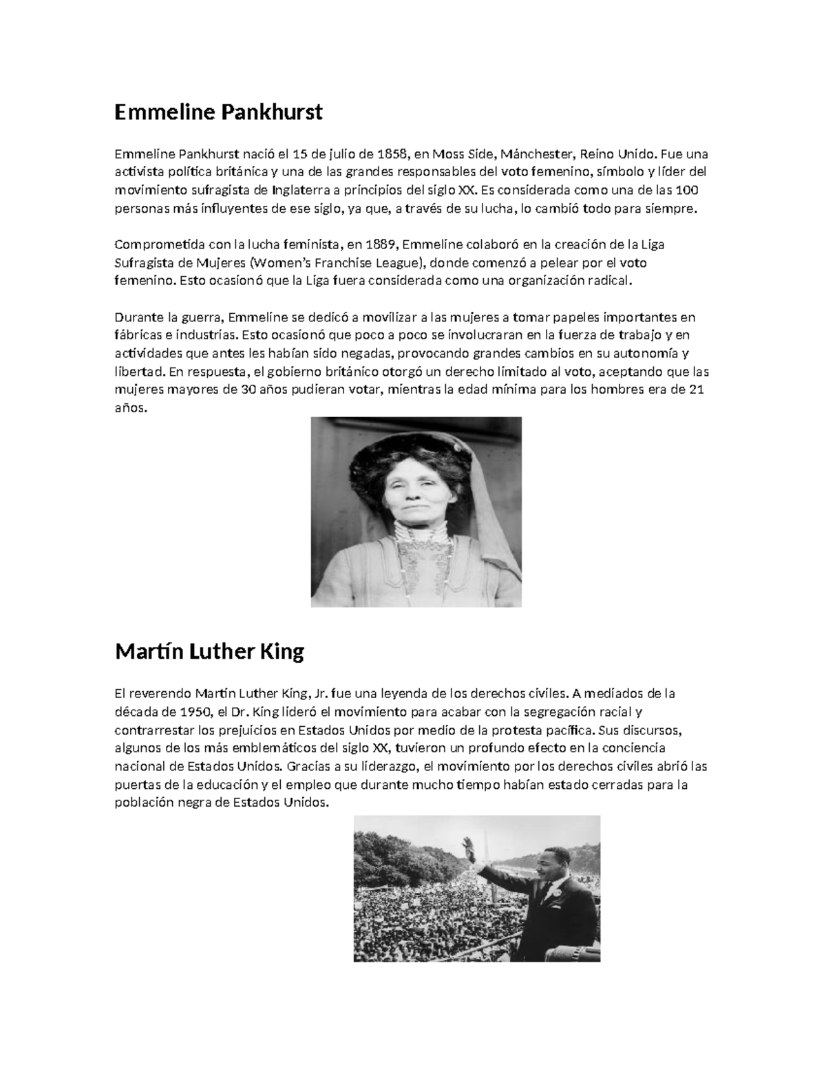 éxito - Emmeline Pankhurst Emmeline Pankhurst nació el 15 de julio de ...