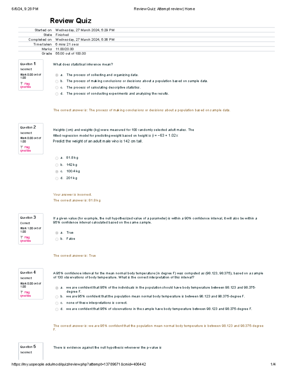 MATH 1281 Review Quiz Attempt review 2 - Question 1 Incorrect Mark 0 ...