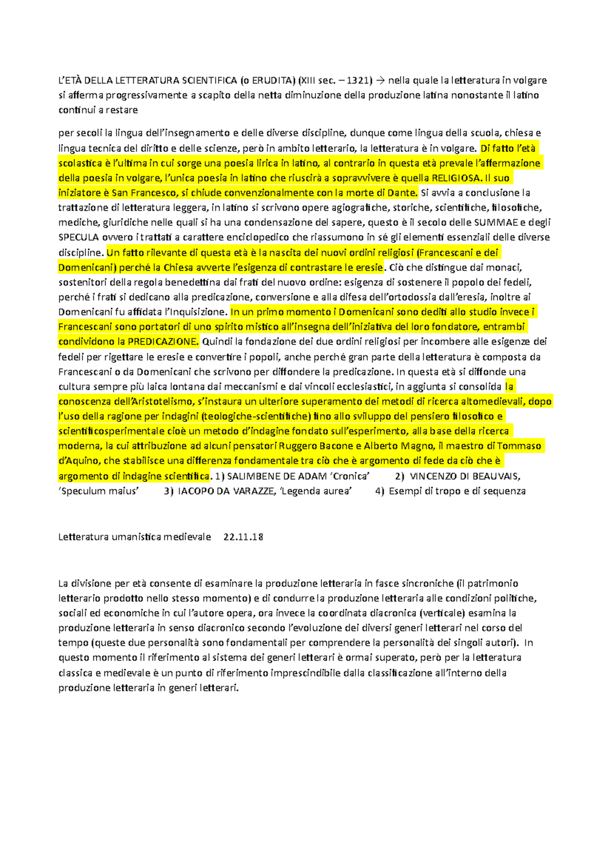 Eta scientifica - RIASSUNTI - L’ETÀ DELLA LETTERATURA SCIENTIFICA (o ...