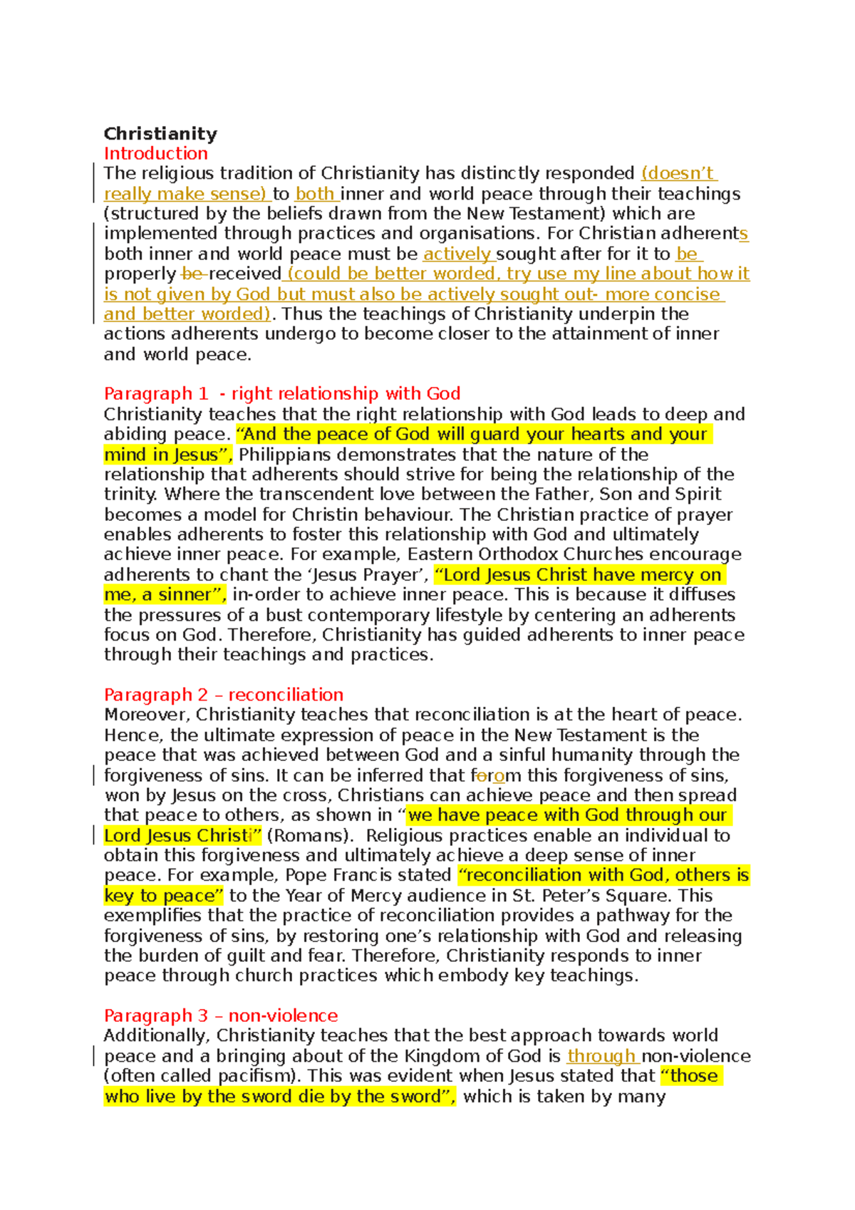 Christianity - Notes - Christianity Introduction The religious ...