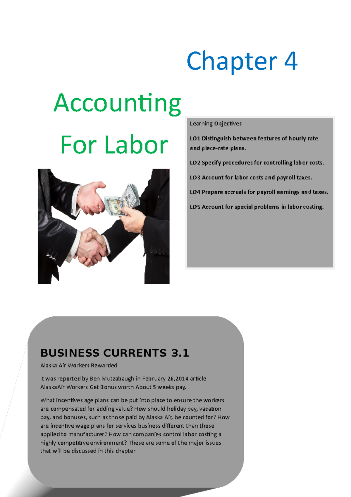 Notes on Accounting For Labor - Learning Objectives LO1 Distinguish ...