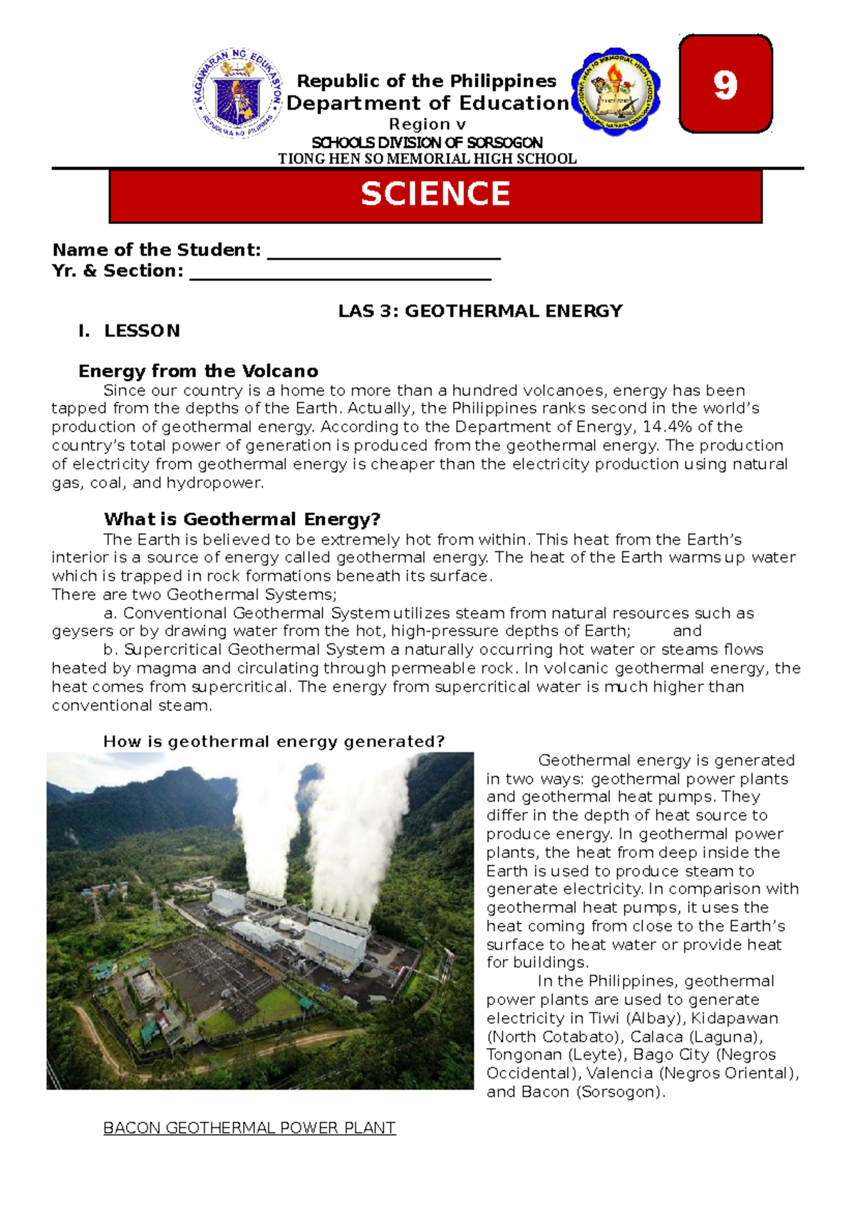 Science LAS 3 - GOOD - Republic of the Philippines Department of ...