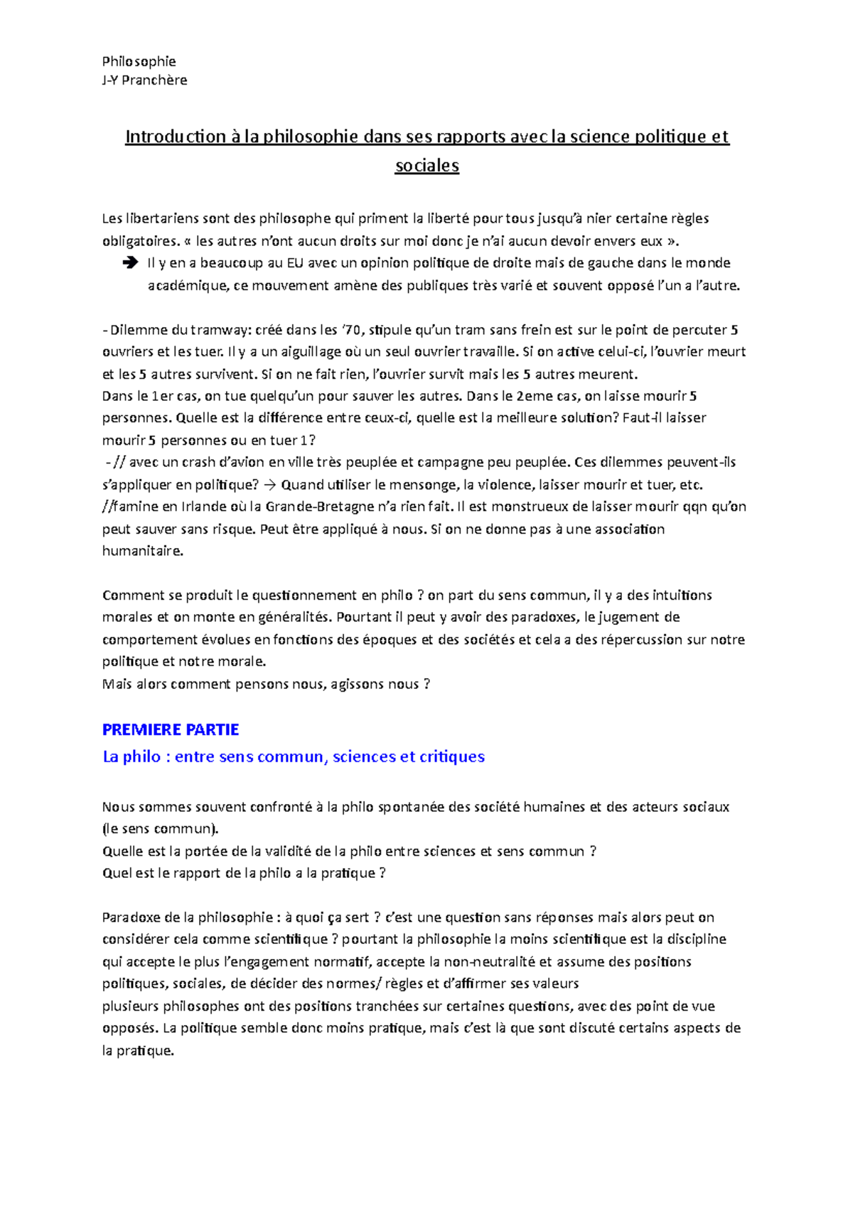 B1- Philo - notes au propre par rapport au syllabus - J-Y Pranchère ...
