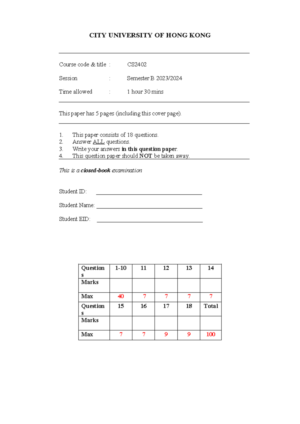 Midterm Sol-2024 - CITY UNIVERSITY OF HONG KONG Course code & title ...