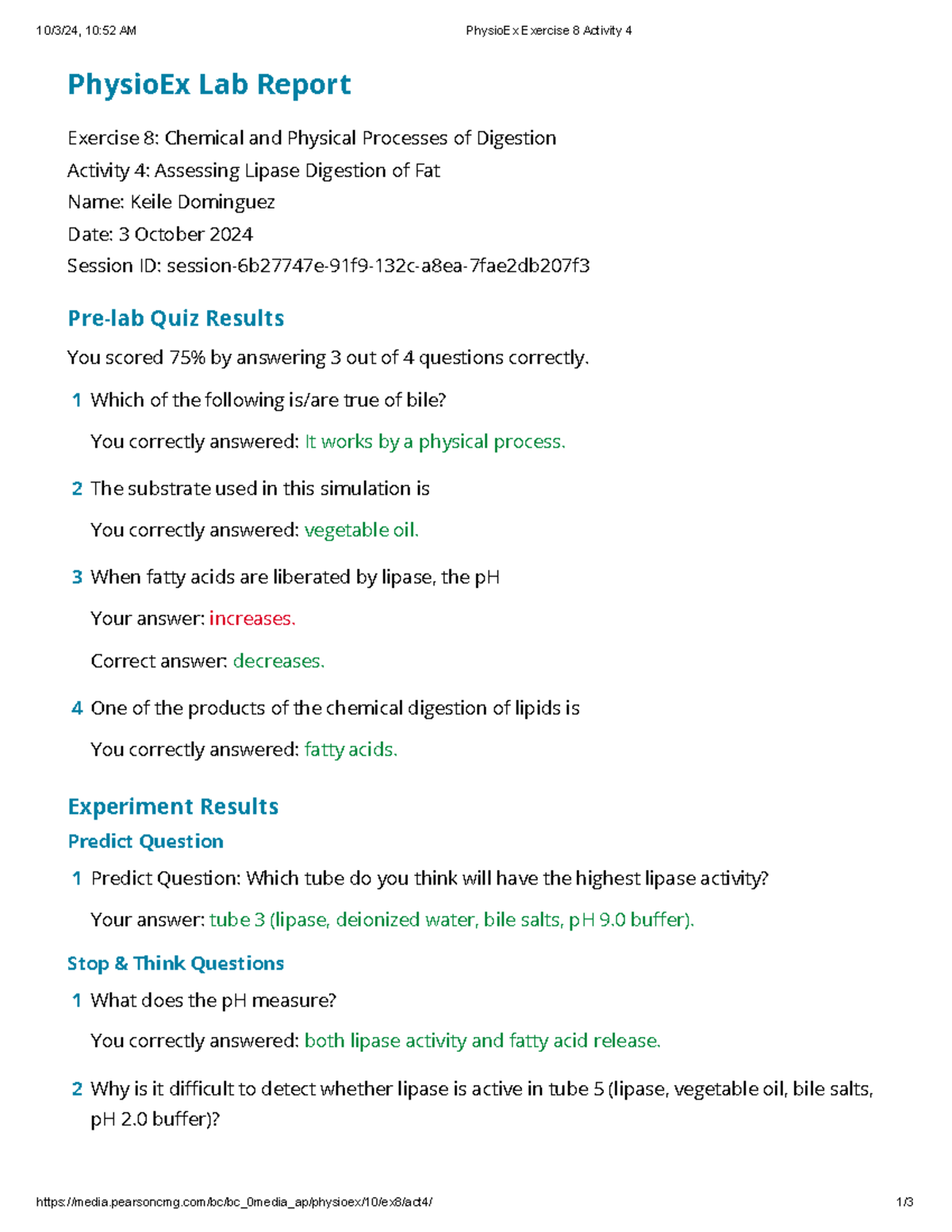 Physio Ex Exercise 8 Activity 4 - PhysioEx Lab Report Exercise 8 ...