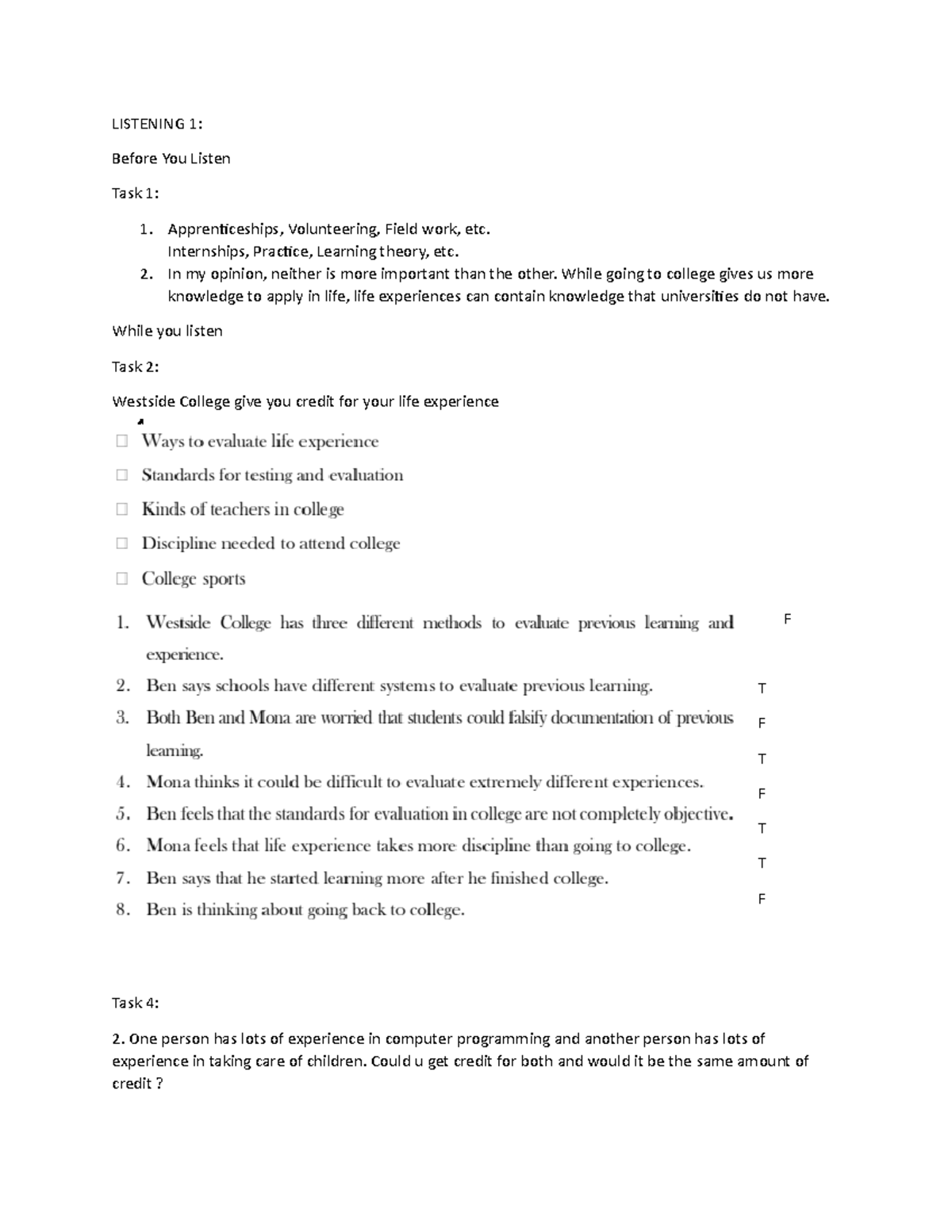 Home listening theme 1 - ghf - LISTENING 1: Before You Listen Task 1: 1 ...