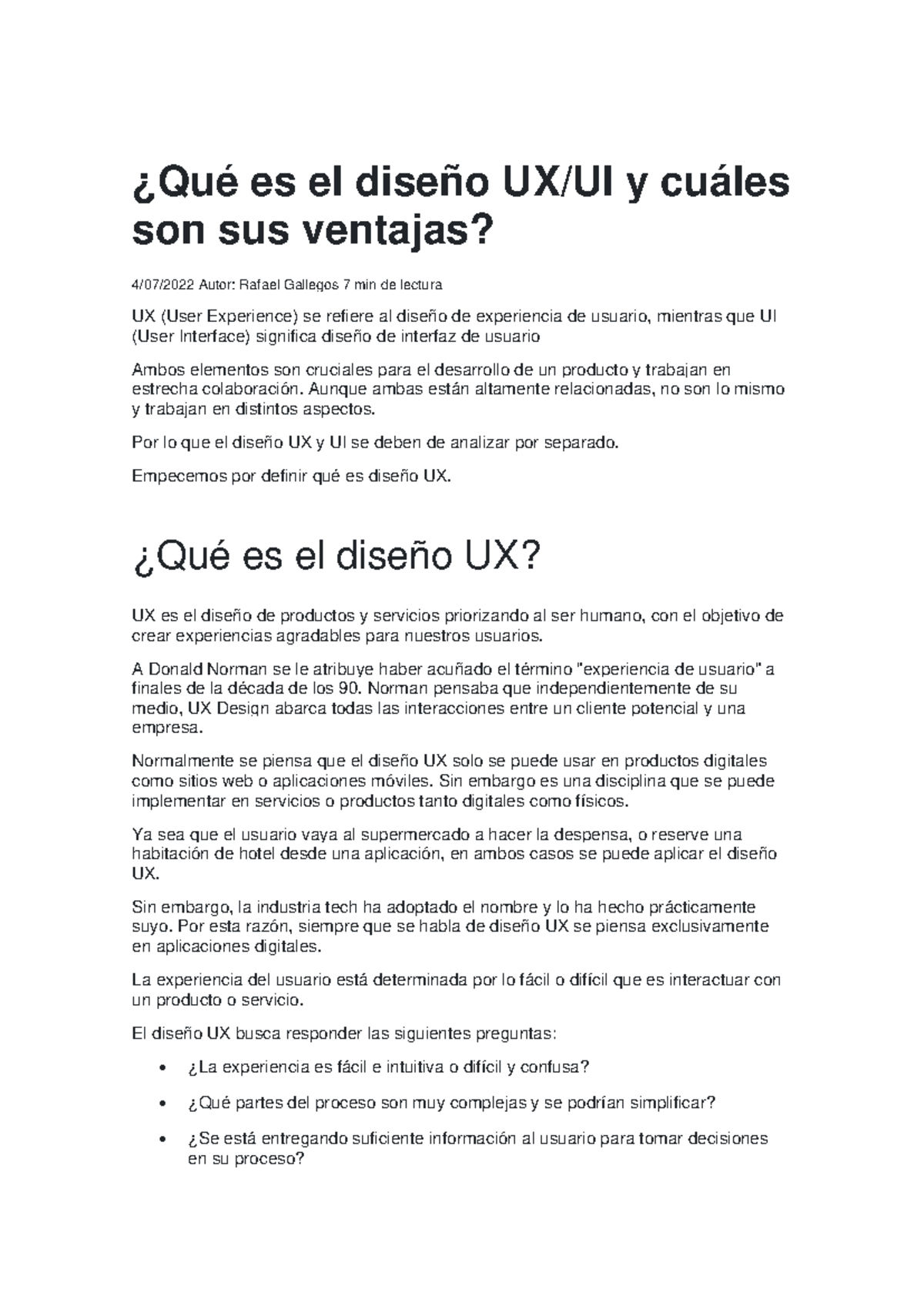 Qué es el diseño UX UI - ¿Qué es el diseño UX/UI y cuáles son sus ventajas? 4/07/2022 Autor ...