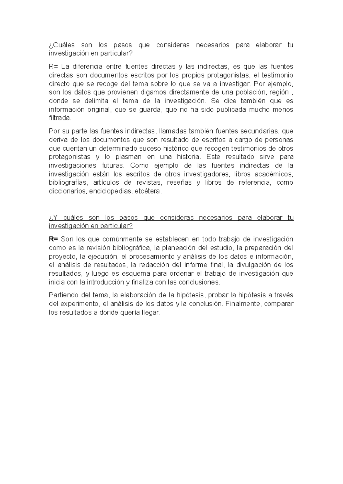 Fuentes directas e indirectas - ¿Cuáles son los pasos que consideras ...