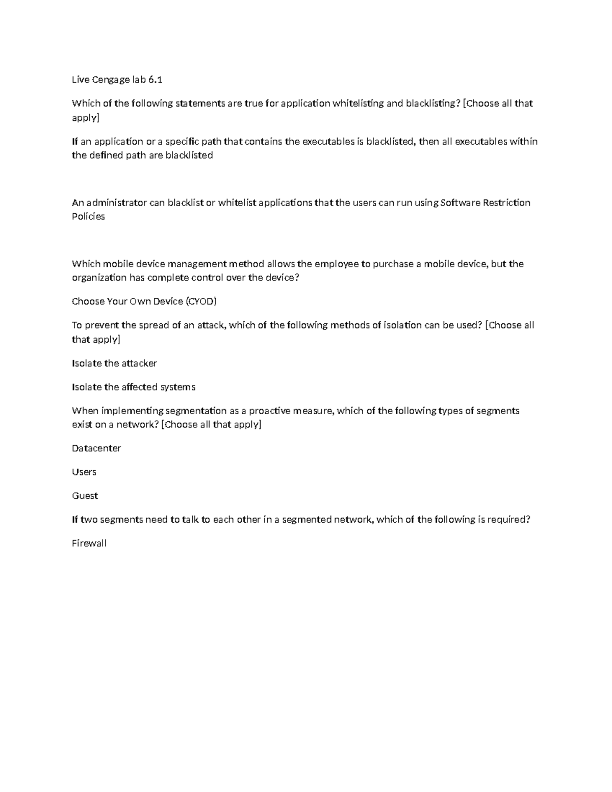 Live lab 6 - Live Cengage lab - Live Cengage lab 6. Which of the ...