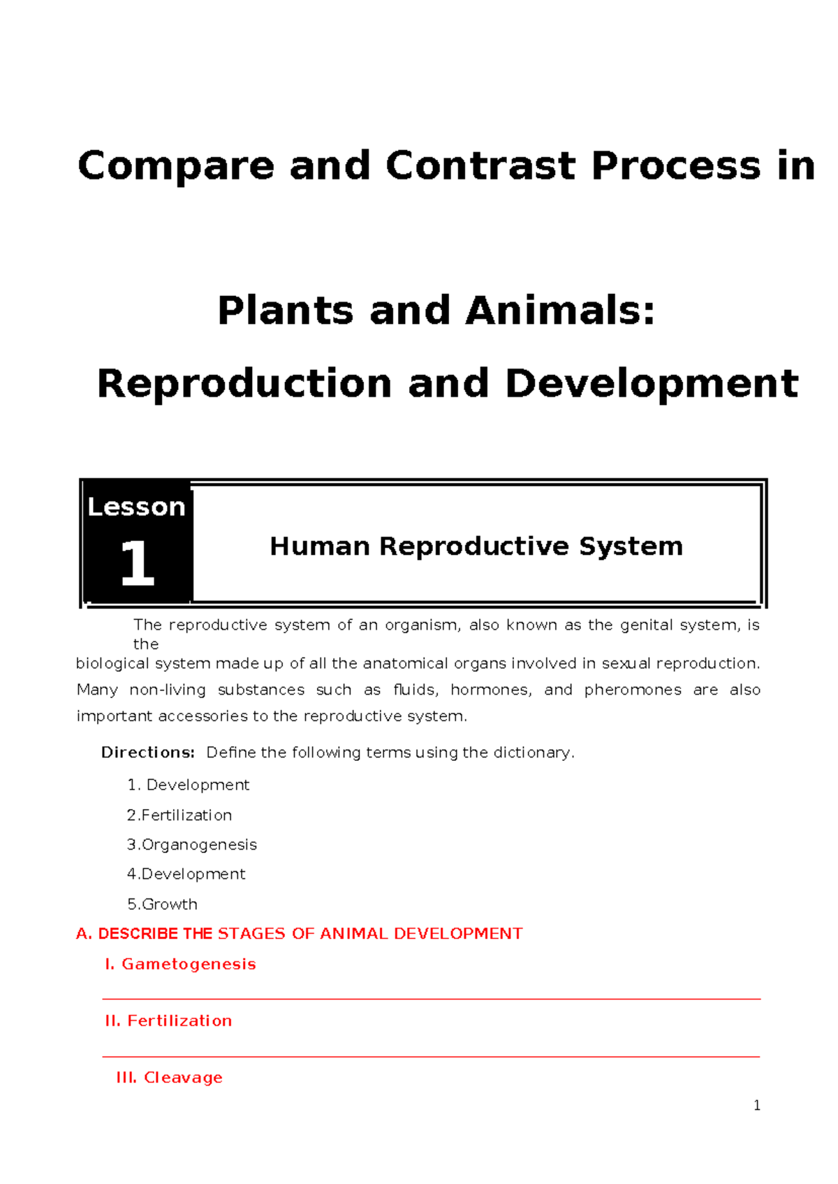 Q4 Module 1 - ㅤㅤㅤㅤ - Compare and Contrast Process in Plants and Animals ...