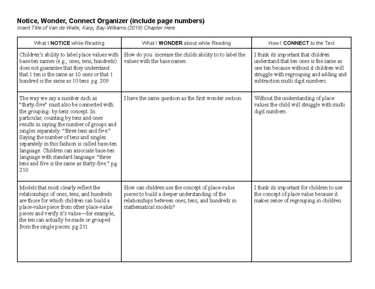 Notice wonder connect chapter 11 - Notice, Wonder, Connect Organizer ...