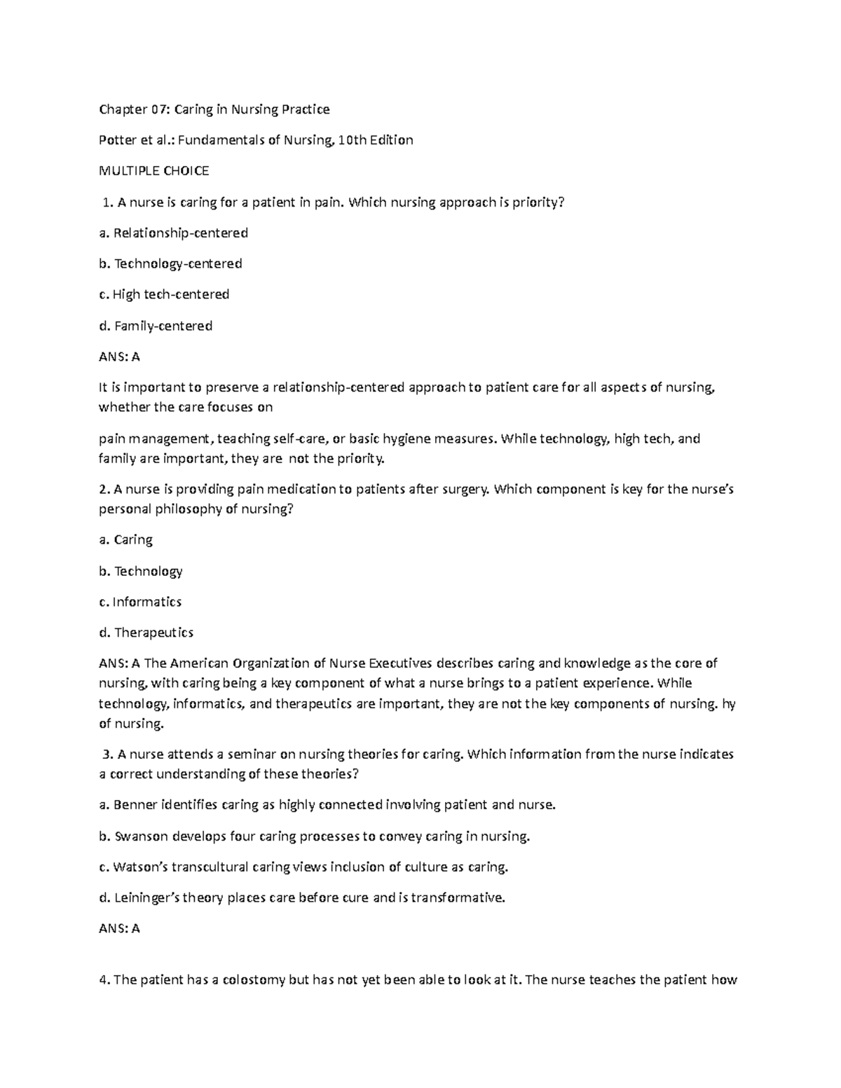 Chapter 07 - Test questions - NURS 115 - UNM - Studocu
