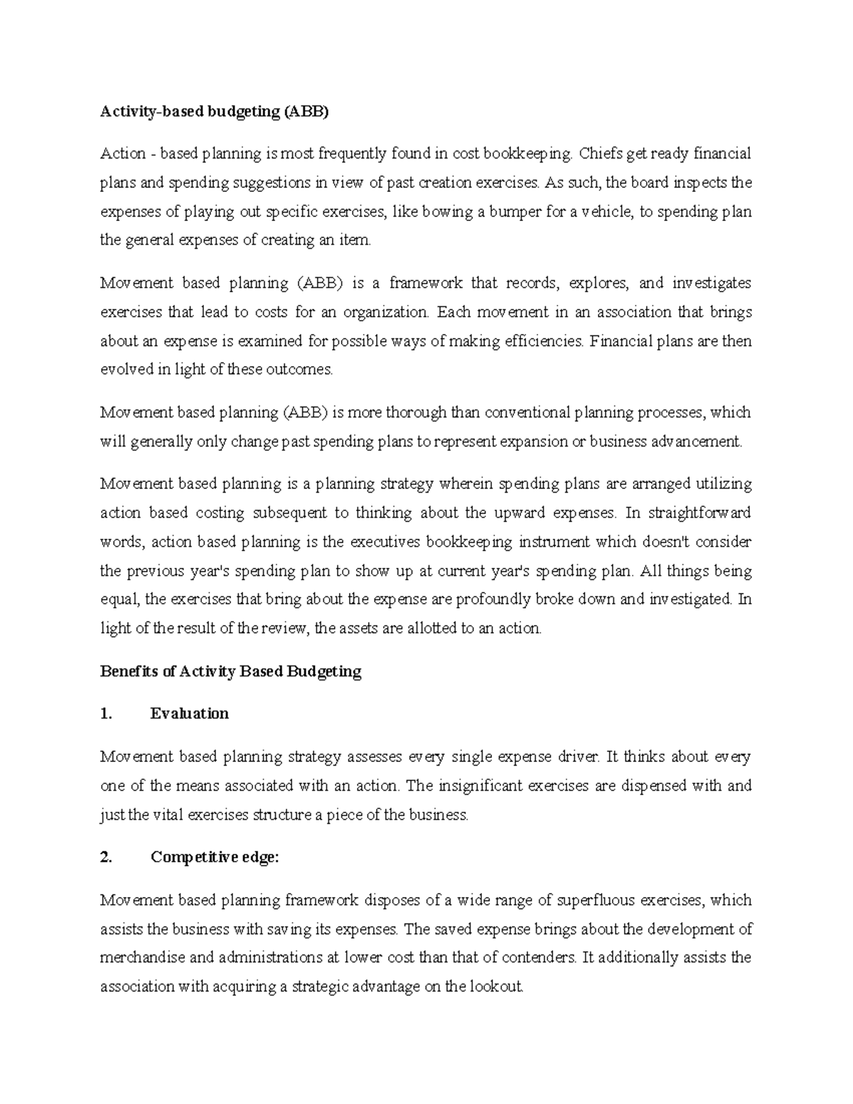 Activity-based budgeting (ABB) - Activity-based budgeting (ABB) Action ...