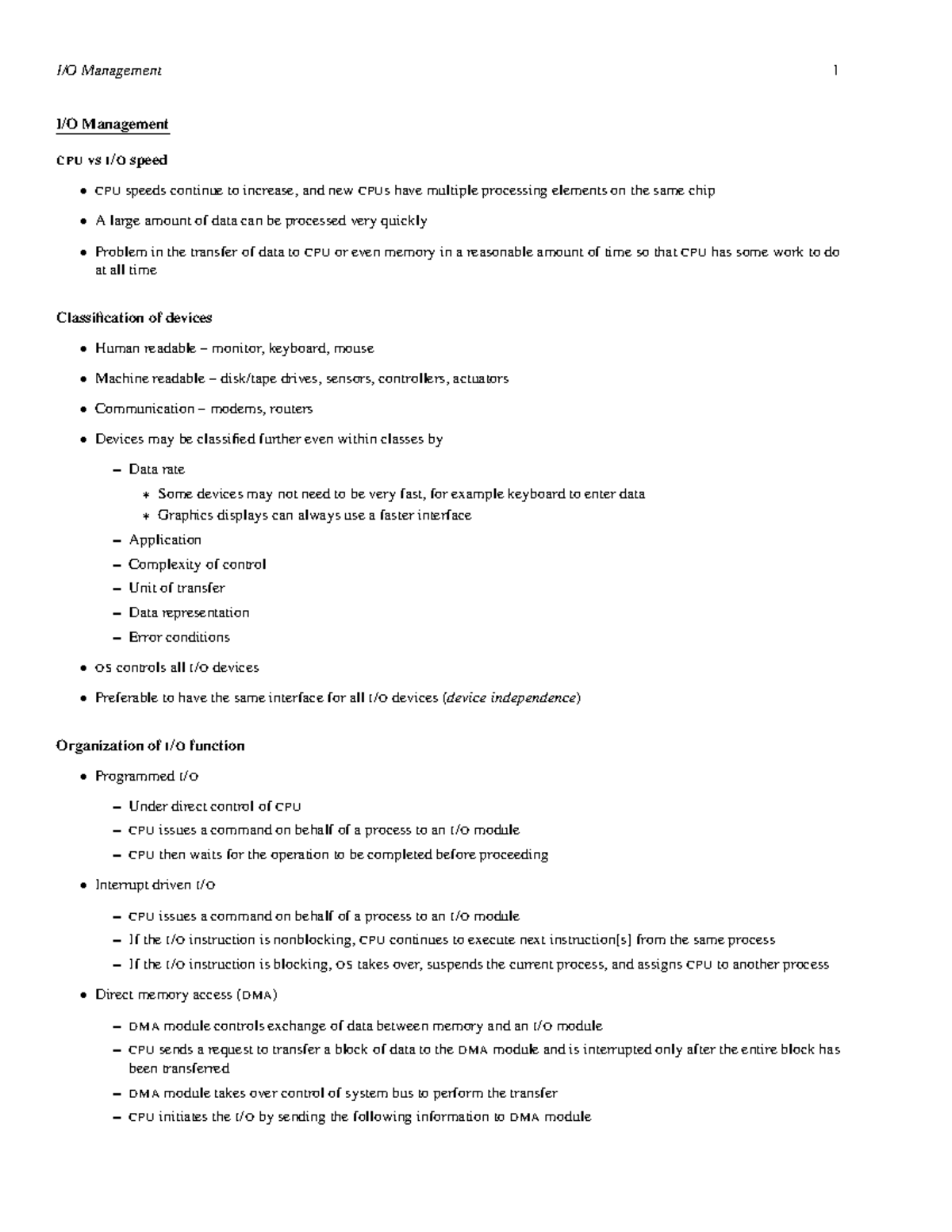 Io management - Study materials on systems programming - I/O Management ...