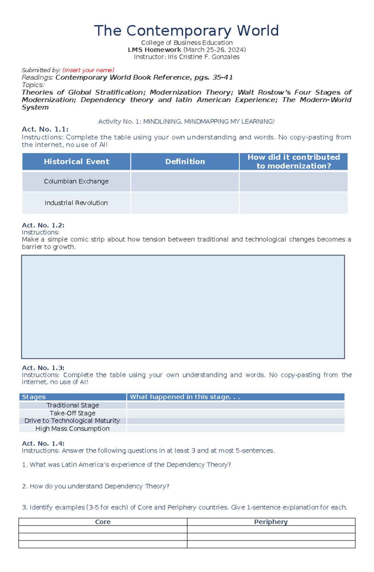 Art App LMS March 25-26 - The Contemporary World College of Business Education LMS Homework ...