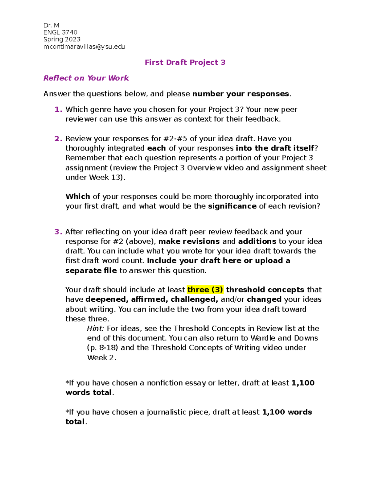 First Draft Project 3 - ENGL 3740 Spring 2023 mcontimaravillas@ysu ...